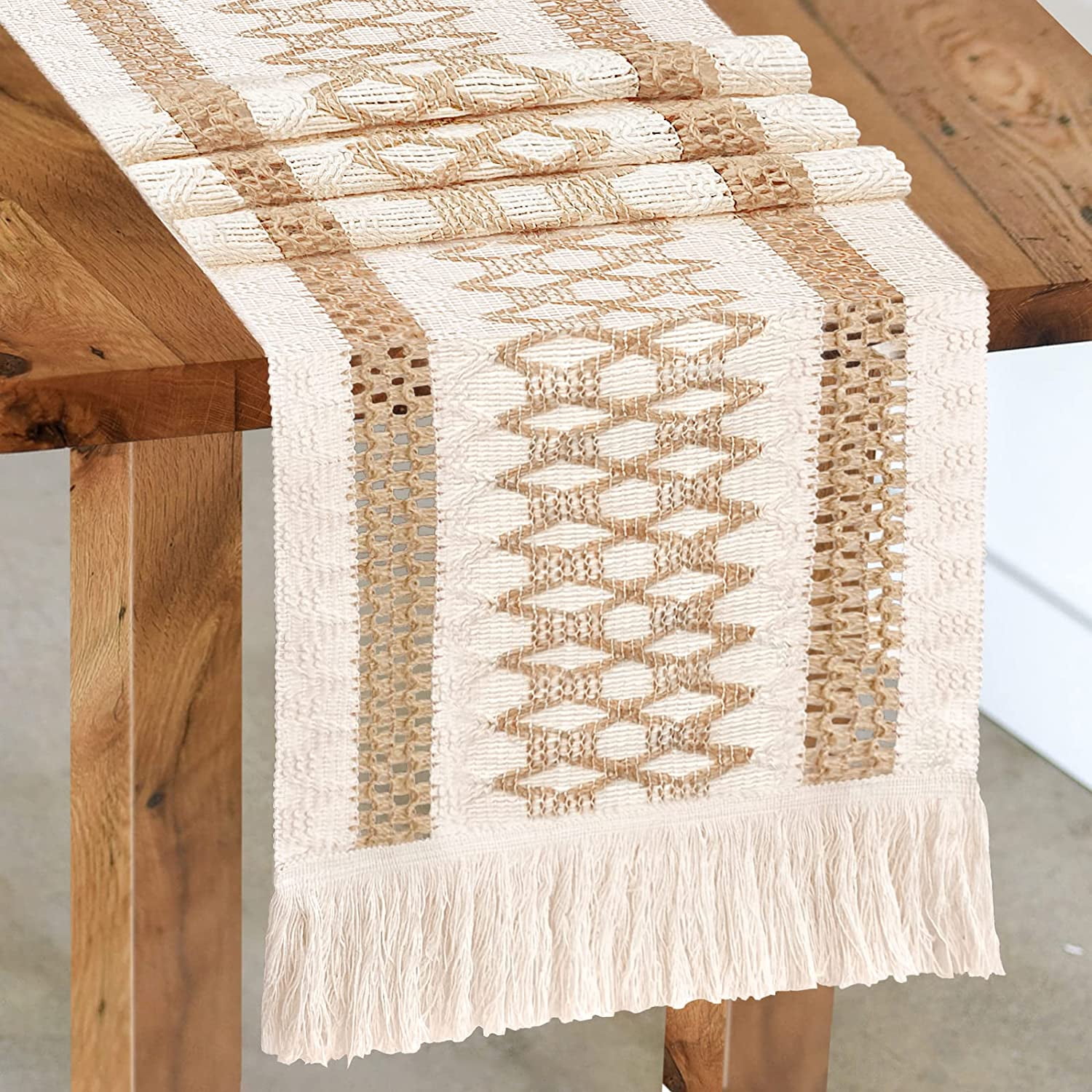 Ankway Macrame Table Runners with Tassel, Natural Burlap Boho Table ...
