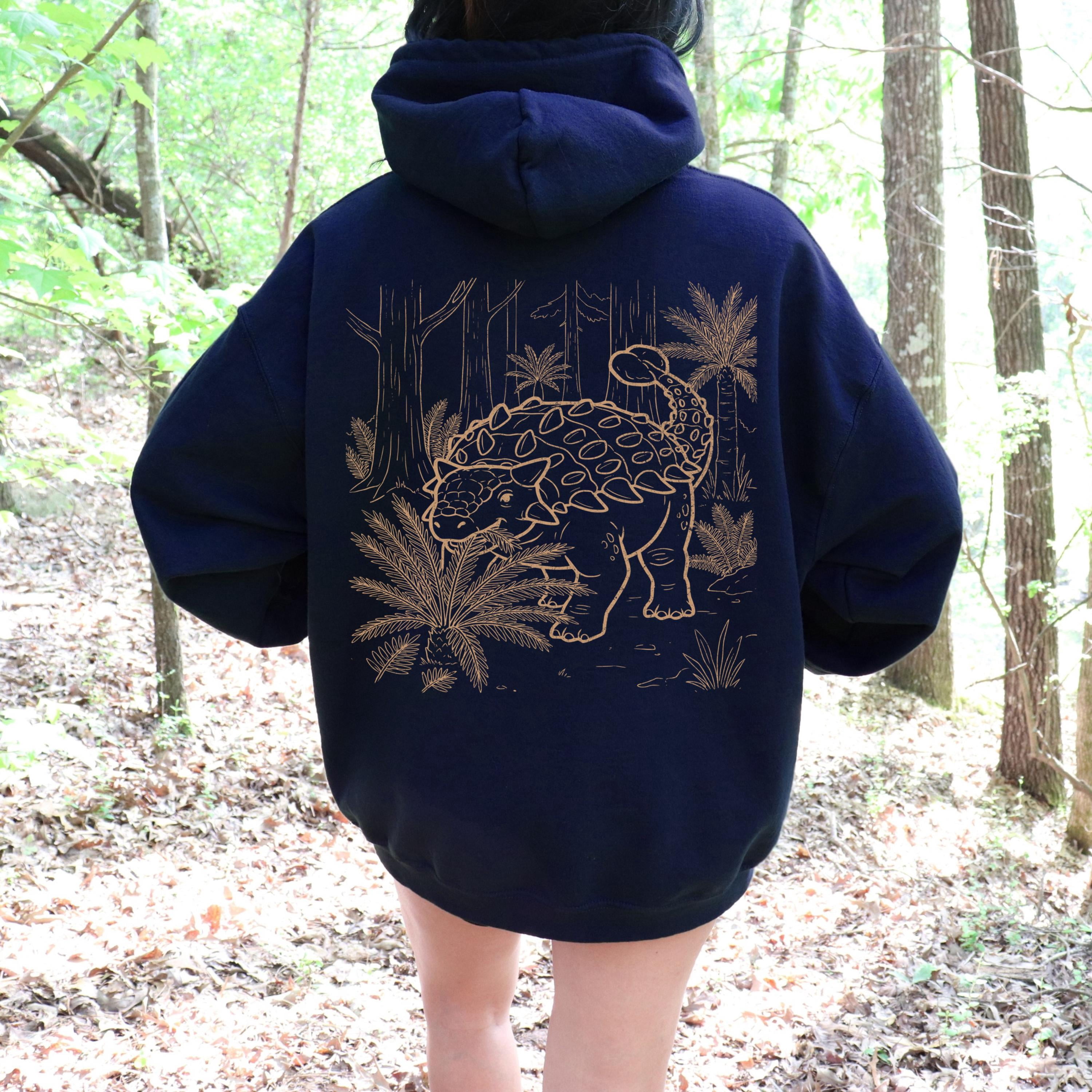 Ankylosaurus Prehistoric Jungle Cretaceous Hoodie, Vintage Botanical ...