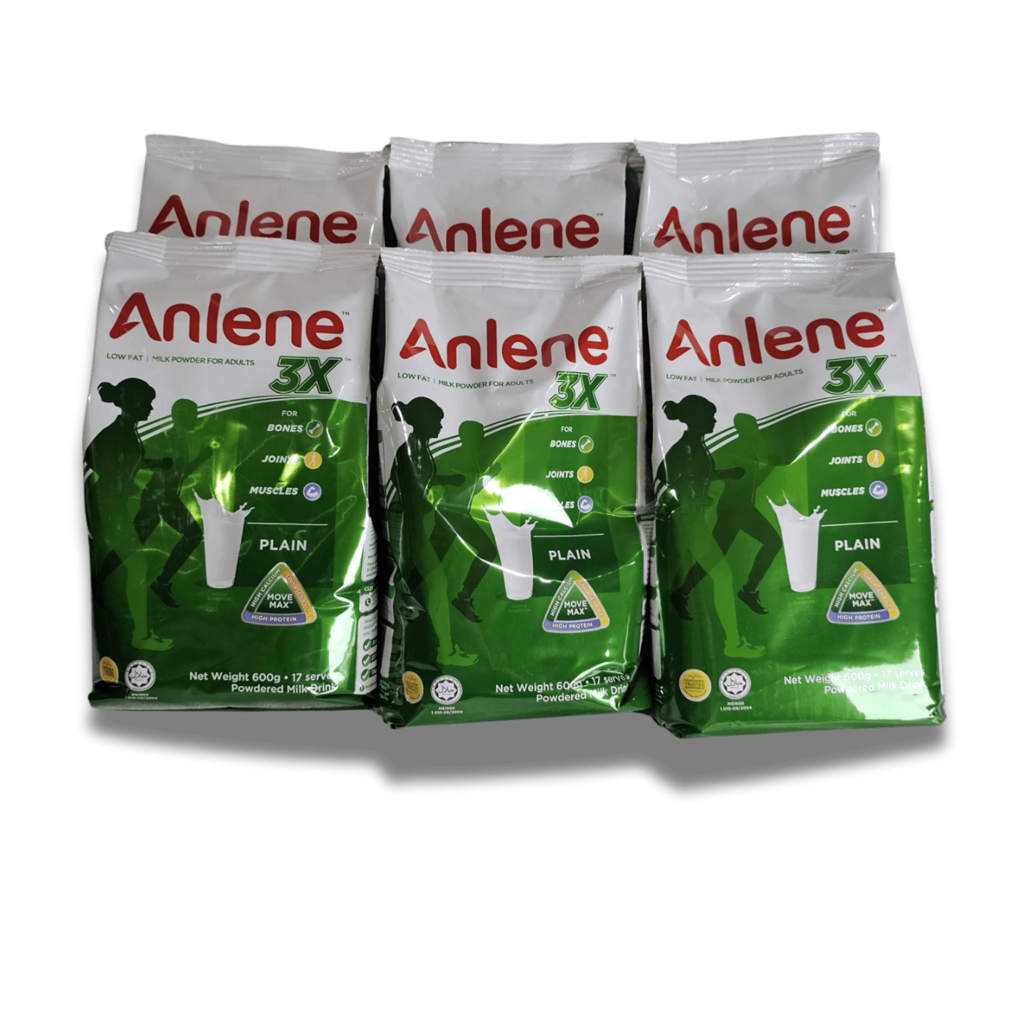 Anlene Instant Dry Dairy Low Fat Milk Powder for Adults, 600g x 6 Packs ...