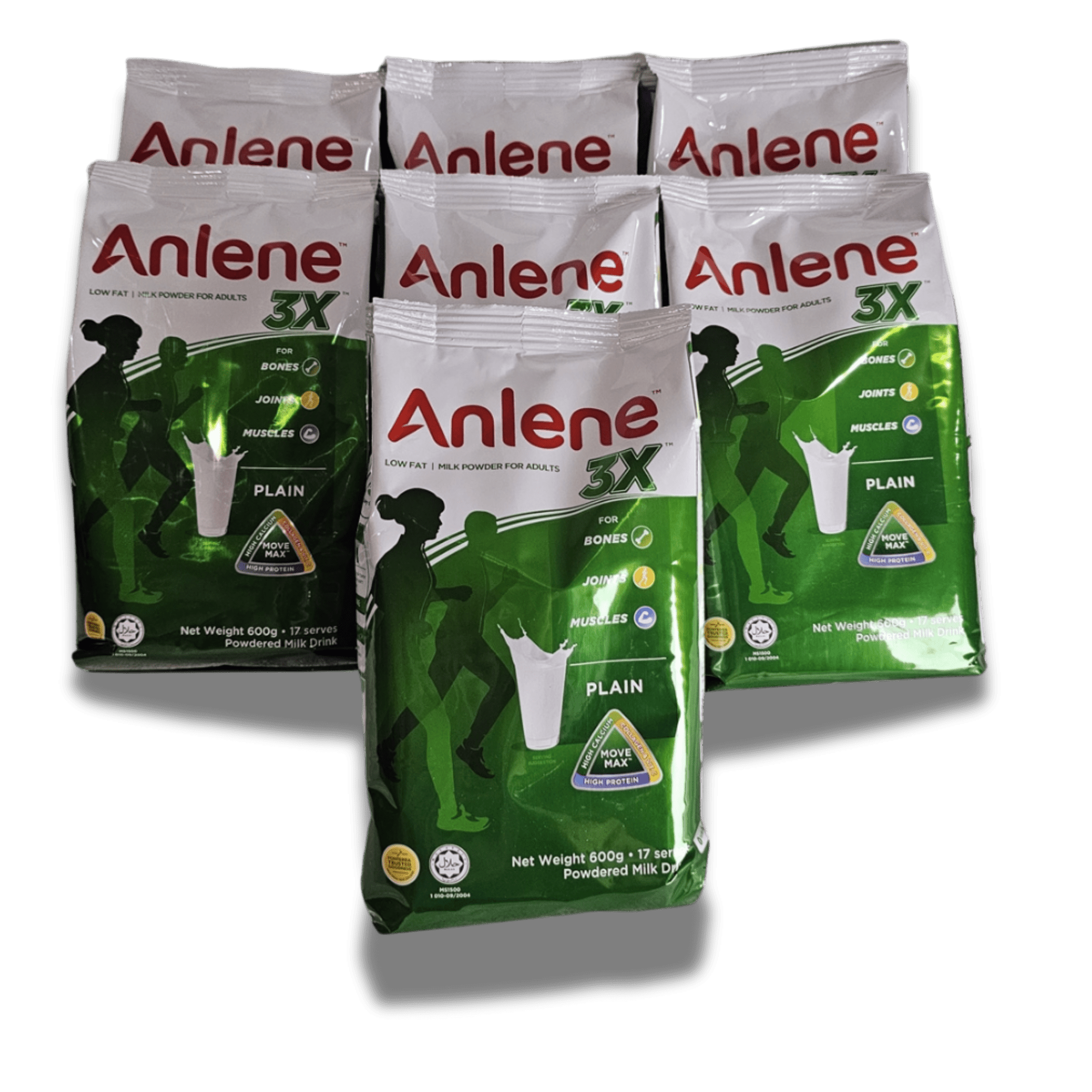 Anlene Low Fat Milk Powder, 600g x 7, High Calcium, Protein, Collagen ...