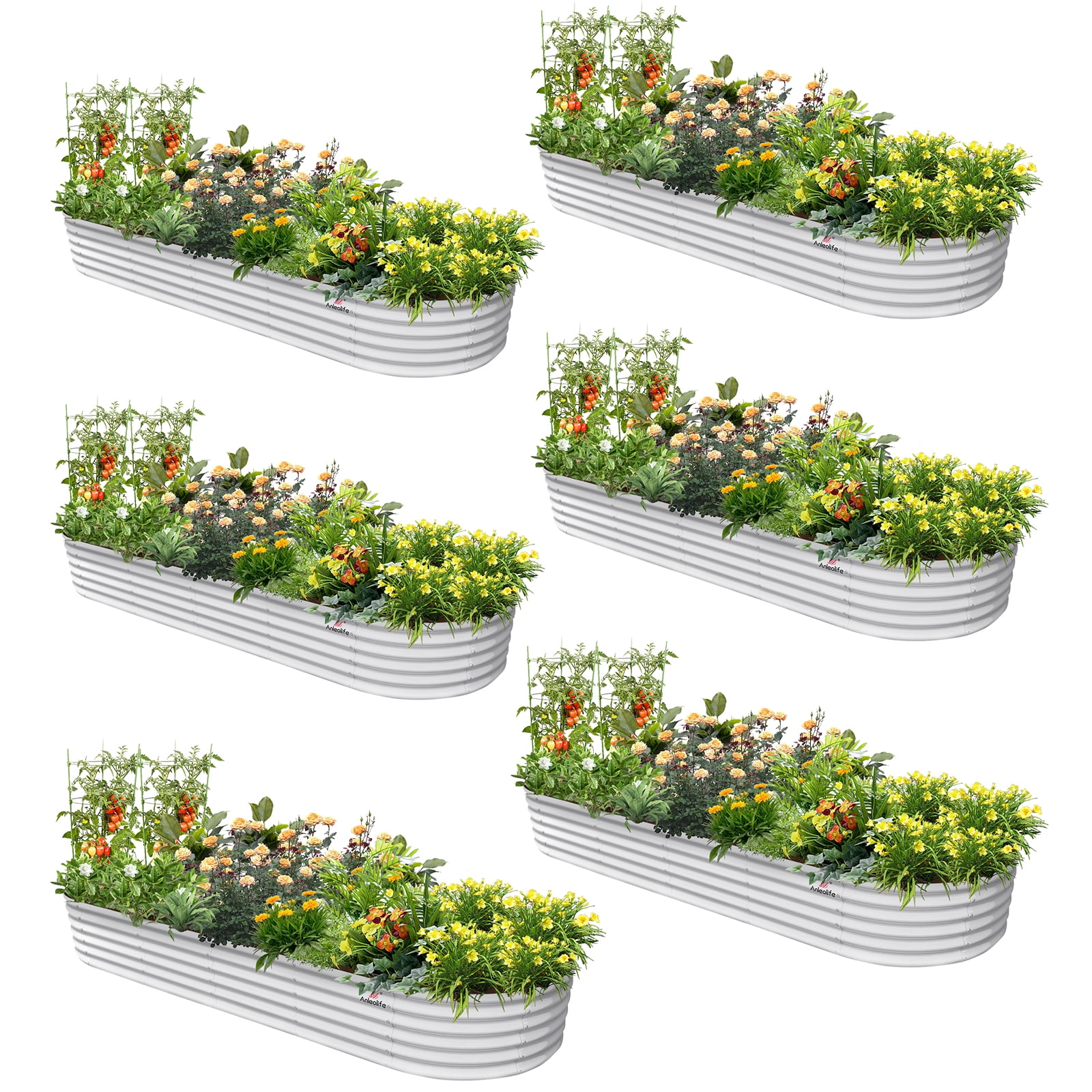 Anleolife 6 PACK 12x3x1.5 ft Galvanized Raised Garden Beds Outdoor ...