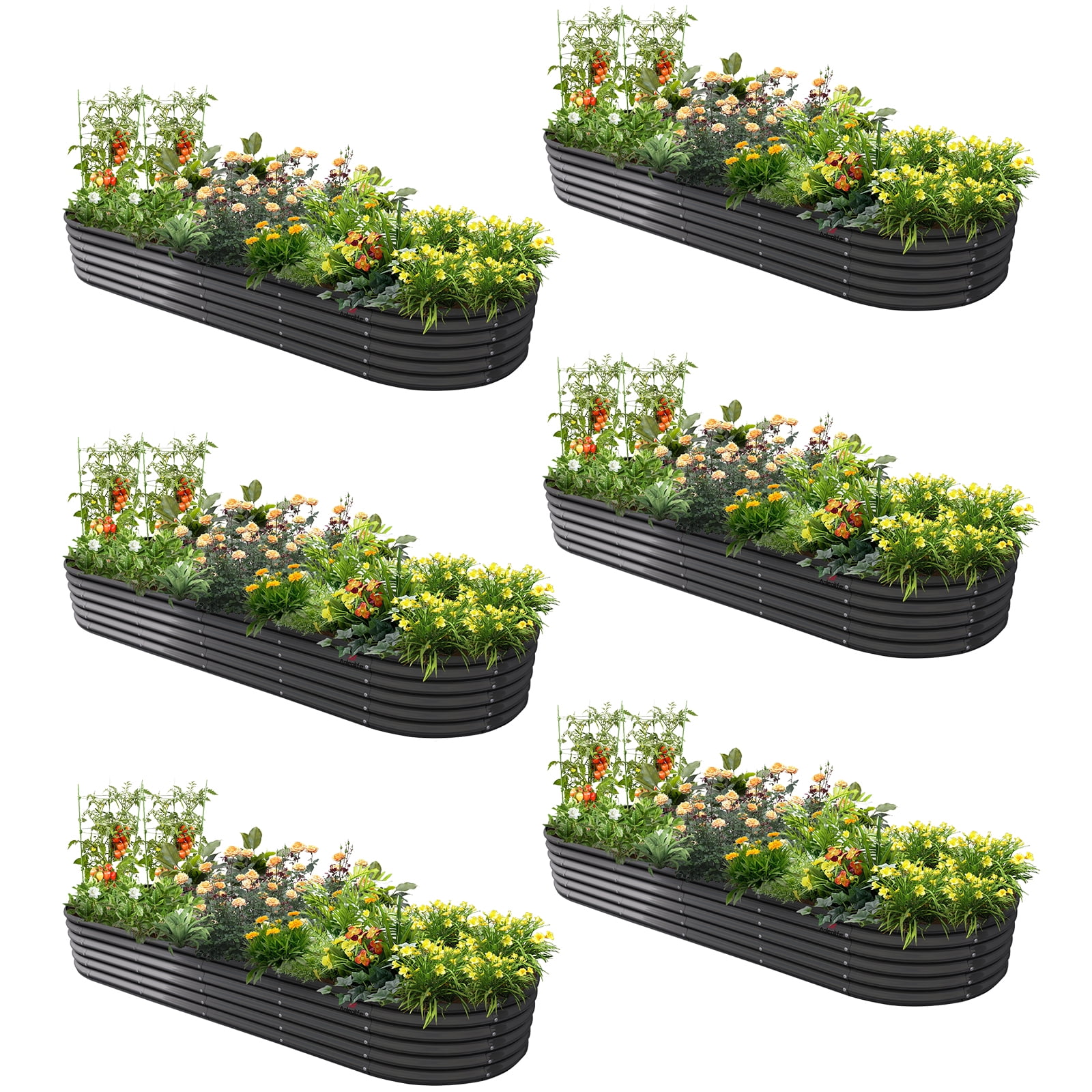 Anleolife 6 PACK 12x3x1.5 ft Galvanized Raised Garden Beds Outdoor ...