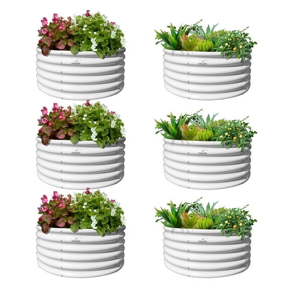 Anleolife 6-Pack 4ft x 18” Tall Galvanized Raised Garden Beds Kit ...