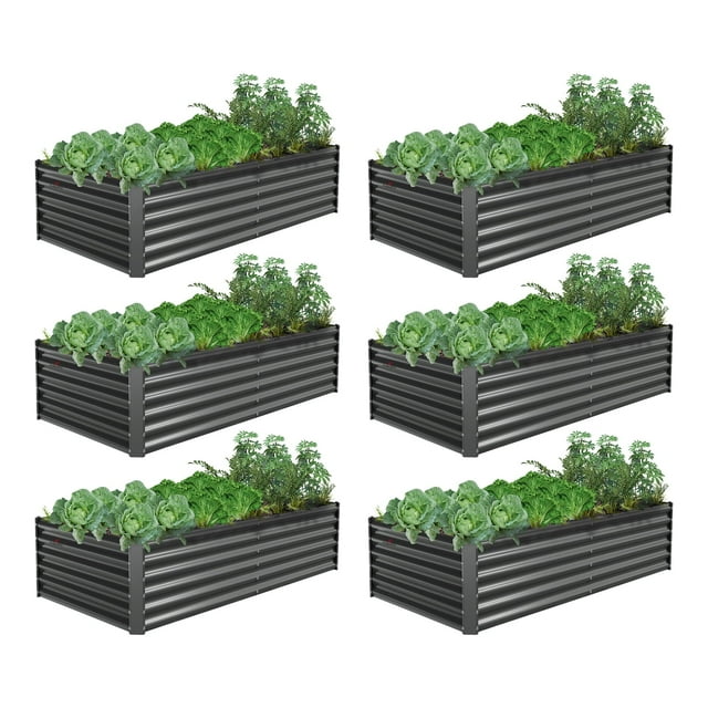 Anleolife 6-Pack Outdoor Elevated Galvanized Raised Garden Beds, Metal ...
