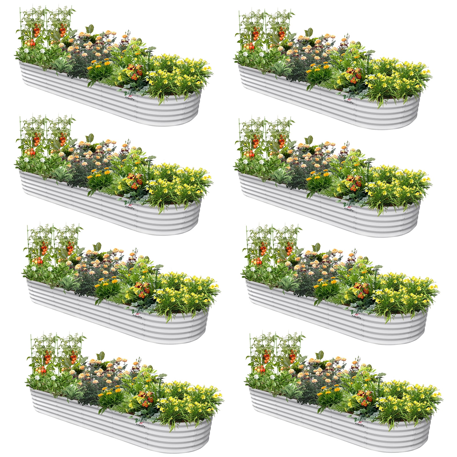 Anleolife 8 PACK 12x3x1.5 ft Galvanized Raised Garden Beds Outdoor ...