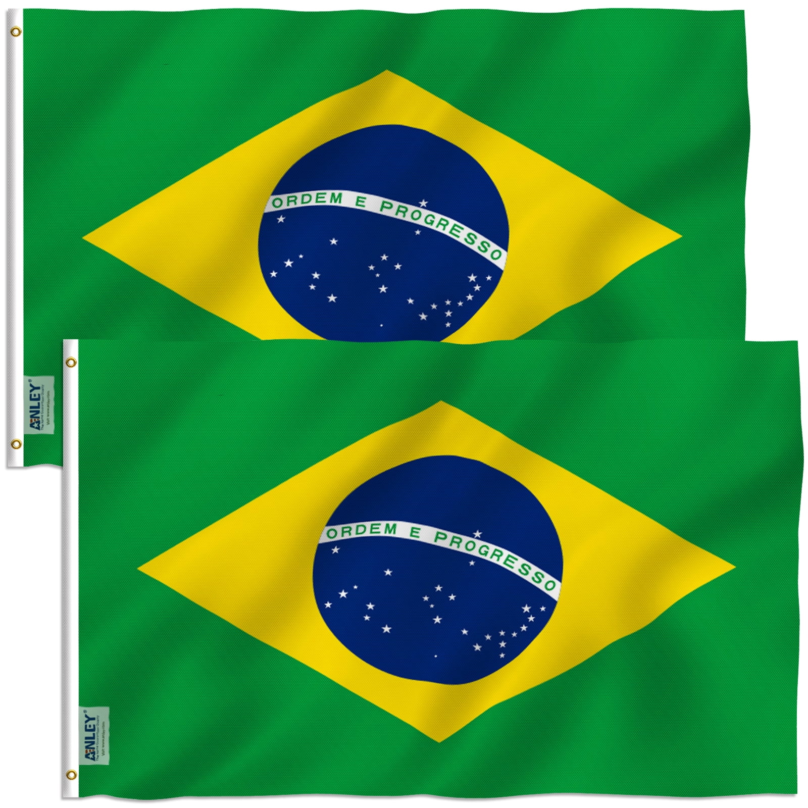 Anley 2 Pack Fly Breeze 3x5 Foot Brazil Flag - Brazilian National Flags ...