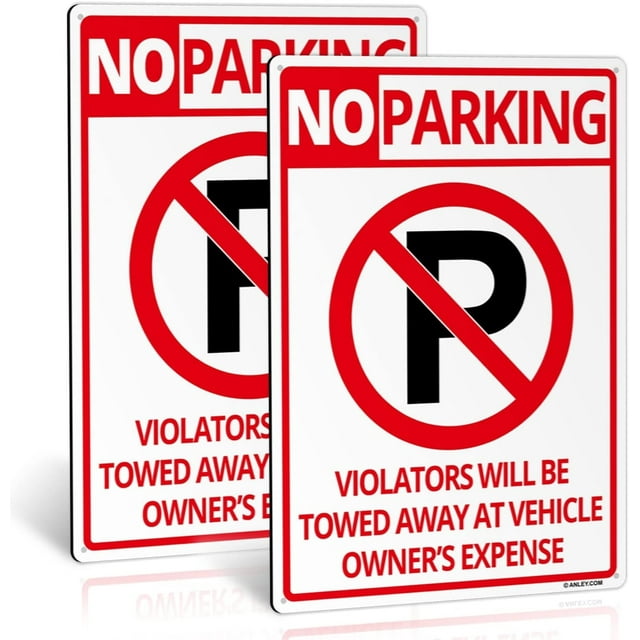 Anley 2 Pack No Parking Sign 14 X 10 In - 40 Mil Thick Rust-Free ...