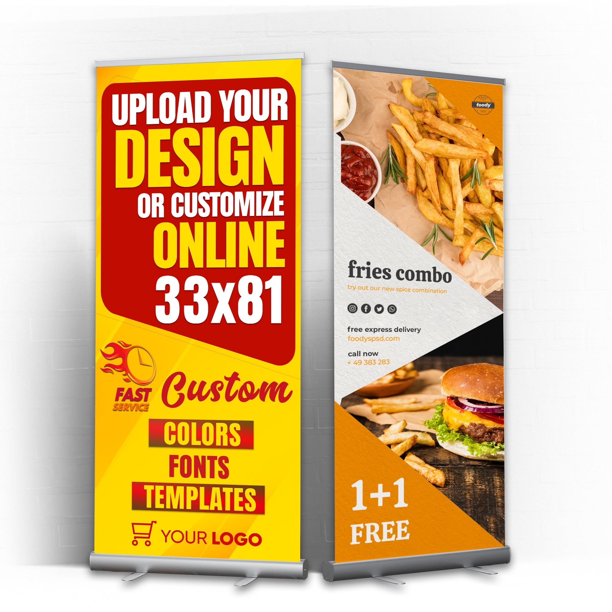 Anley 33x81 IN Custom Retractable Roll-Up Banner Stand with Aluminum ...