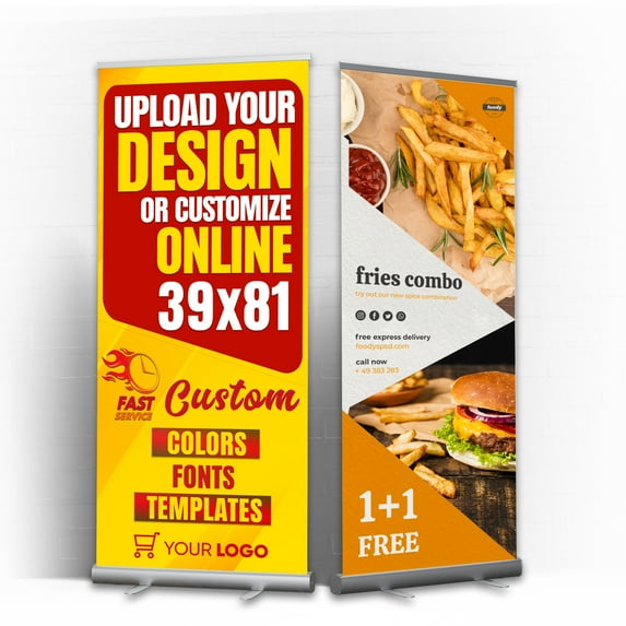 Anley 39x81 IN Custom Retractable Roll-Up Banner Stand with Aluminum ...