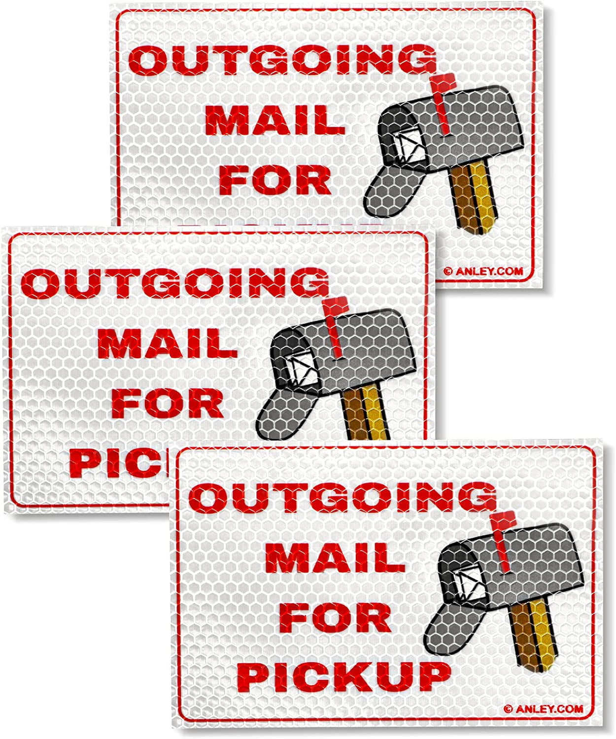 Anley 3pcs Reflective Outgoing Mail For Pickup Magnet Sign 4x6 In