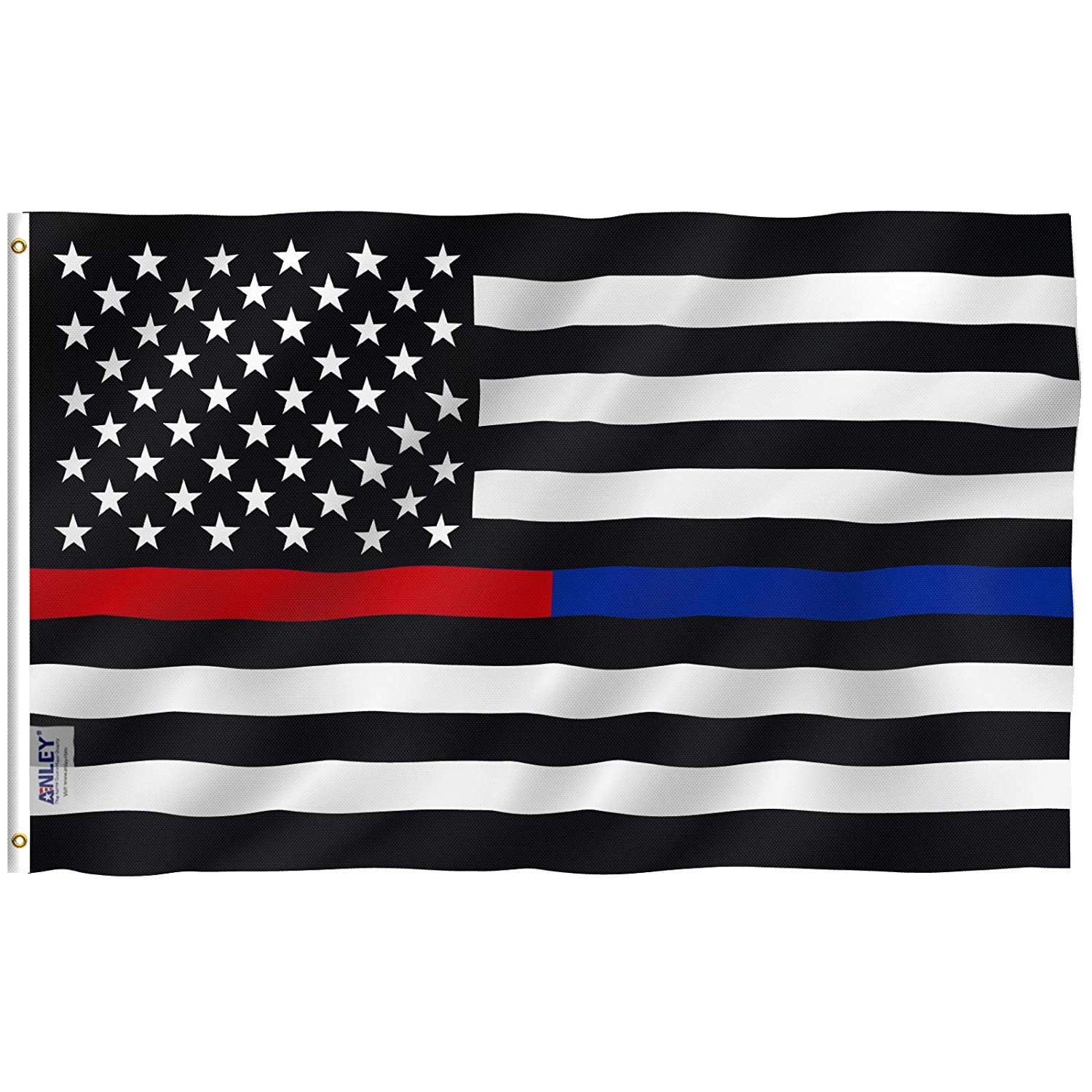 Anley 3x5 Foot Thin Blue Line and Red Line USA Polyester Flag ...
