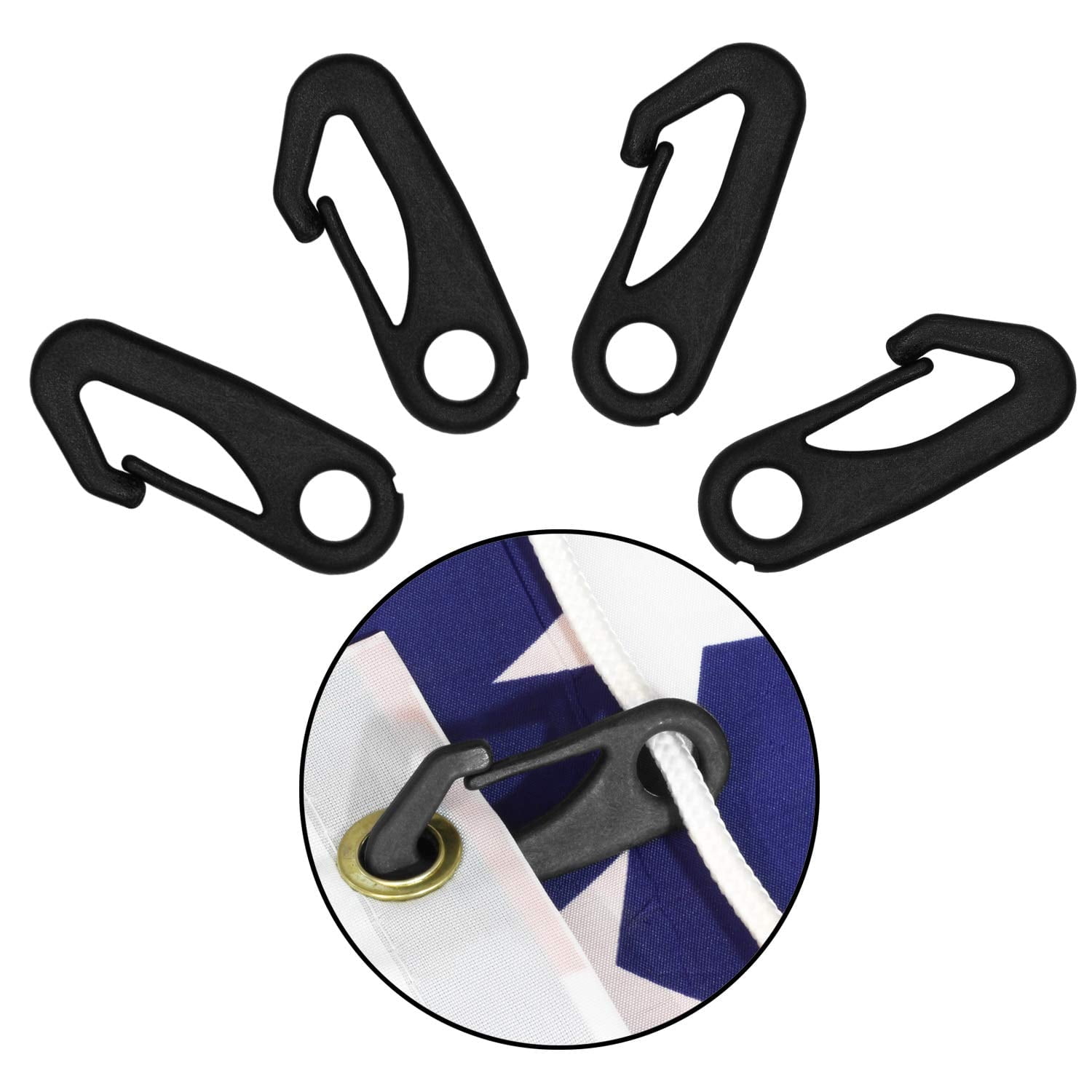 Anley 4 PCS Heavy Duty Flagpole Snap Hook Clips - Flag Pole Attachment ...