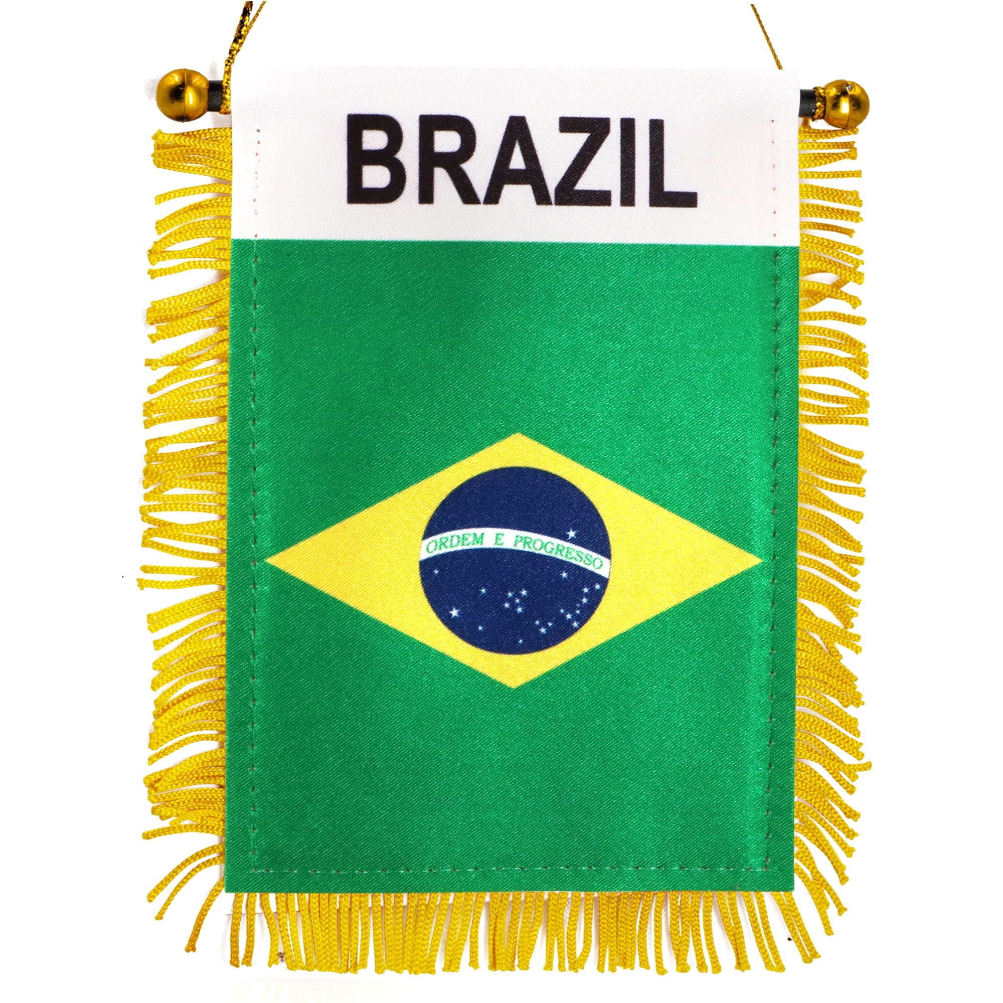 Anley 4 x 6 inch Brazil Fringy Window Hanging Flag Brazil Flag ...