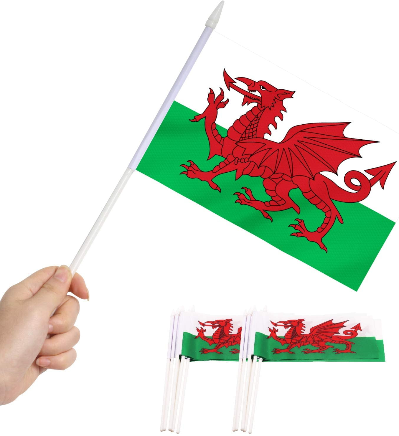 Anley 5 in x 8 in Wales Mini Flag 12 Pack - Hand Held Welsh Flags ...