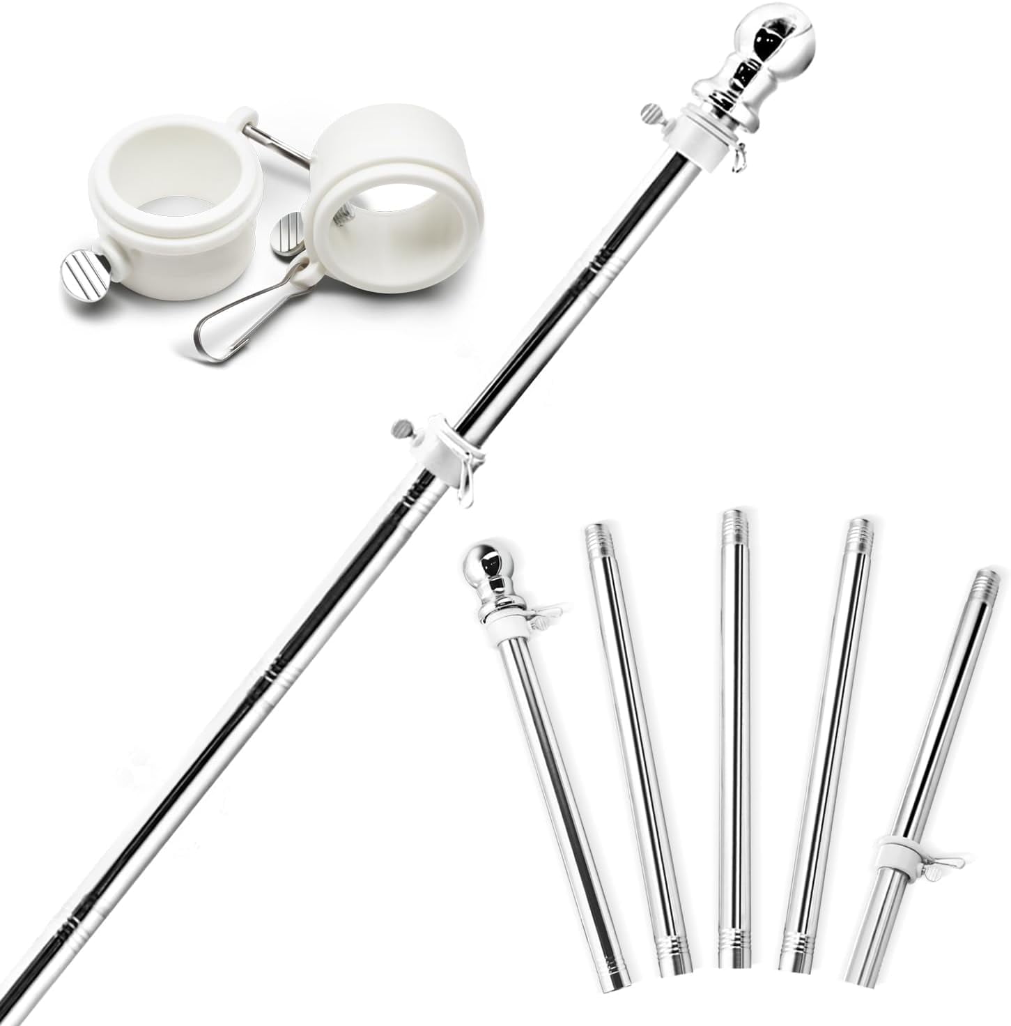 Anley Telescoping 6FT Stainless Steel Flag Pole Kit - Tangle Free ...