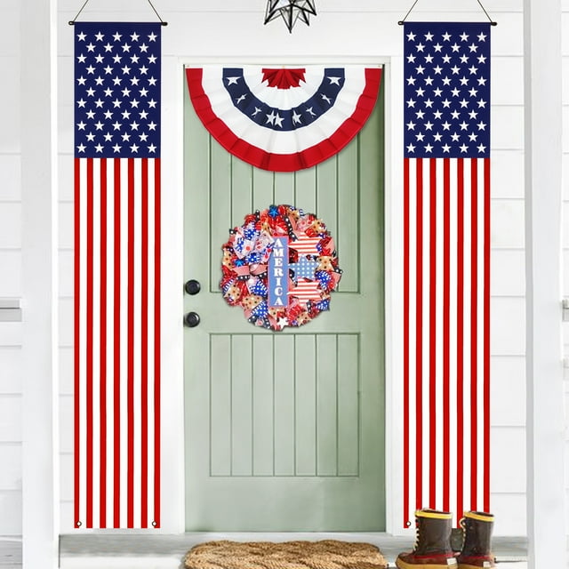 Anley USA Top American Flag Pull-Down Door Banners Porch Signs (2 ...