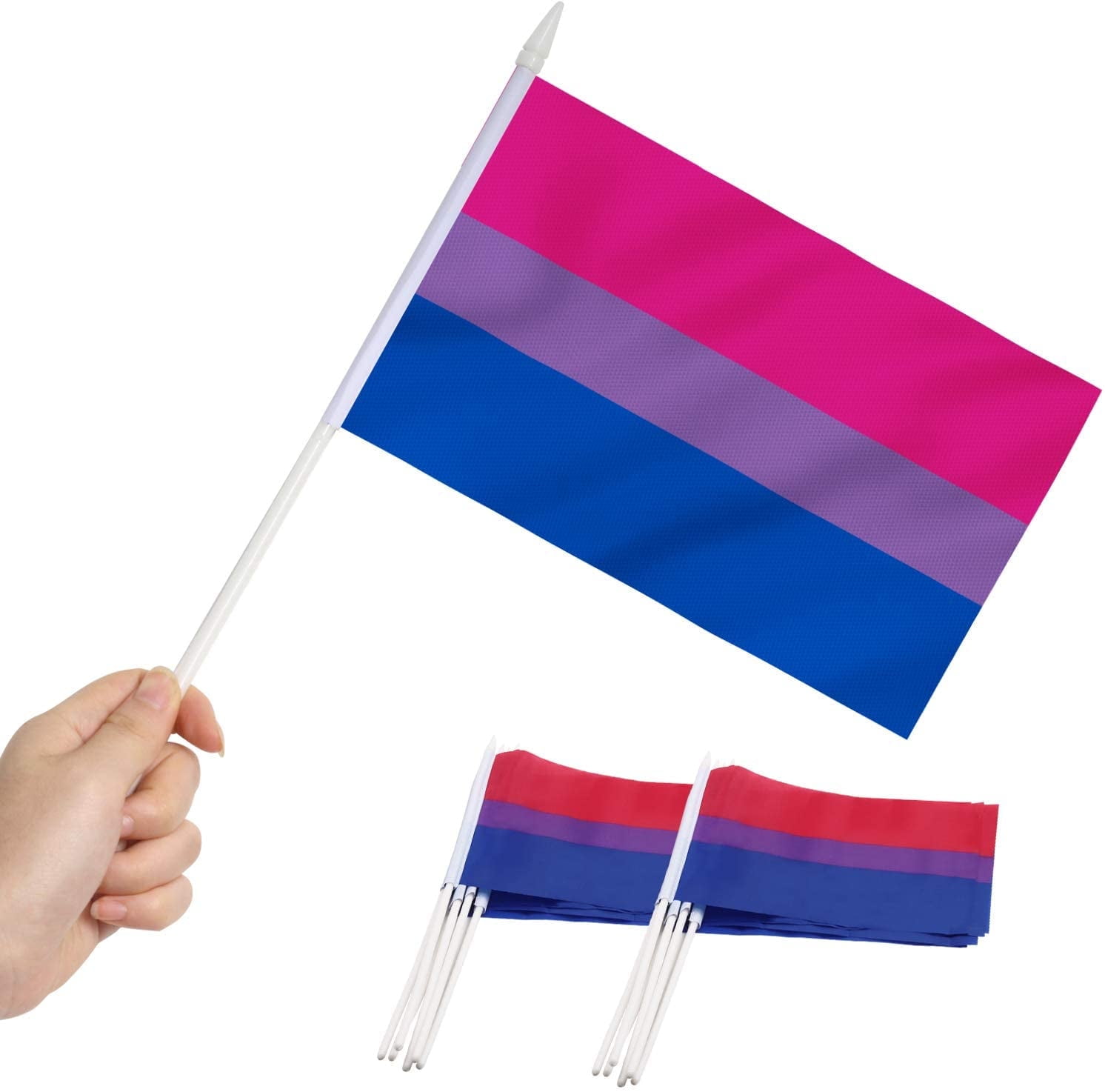 Anley Bisexual Pride Mini Flag 12 Pack - Hand Held Small Miniature Bi ...