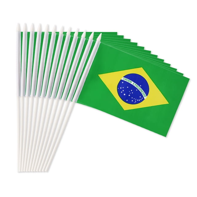Anley Brazil Mini Flag 12 Pack - Hand Held Small Miniature Brazil Flags ...