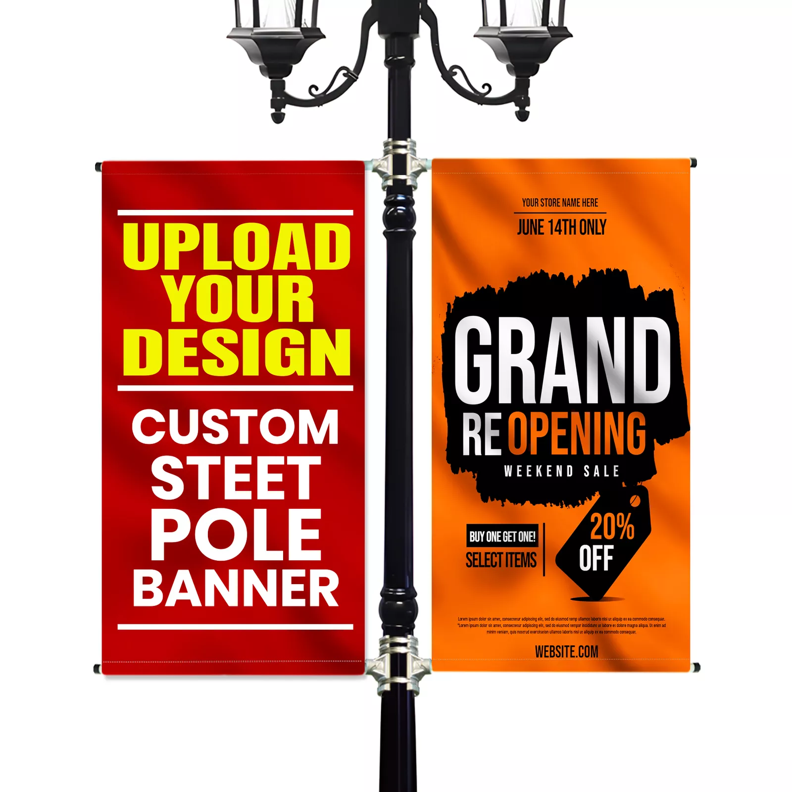 Anley Custom Street Light Pole Banner 30 x 48 In - Rip-Proof Fabric ...
