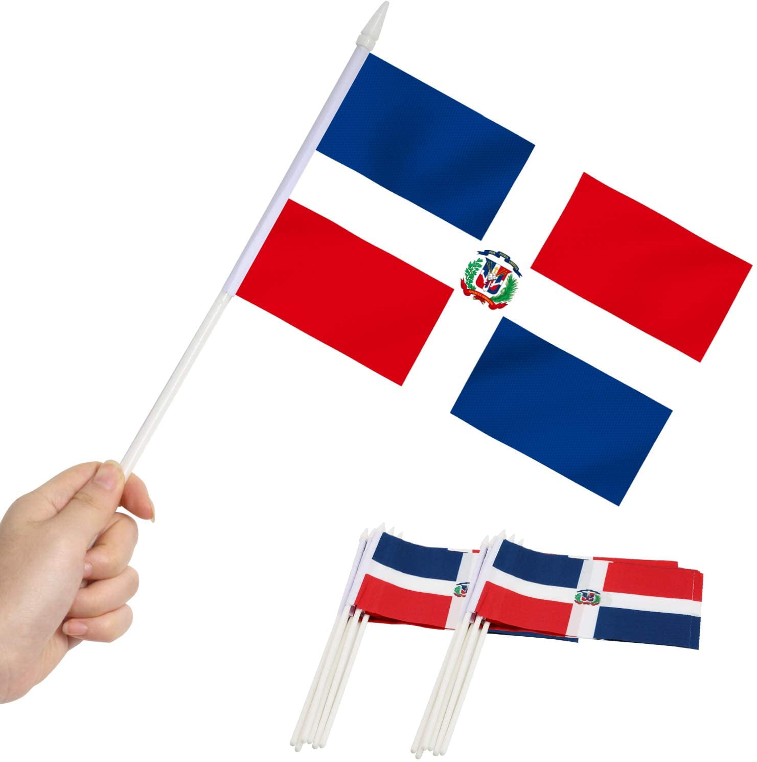 Anley Dominican Mini Flag 12 Pack - Hand Held Small Miniature Dominican ...