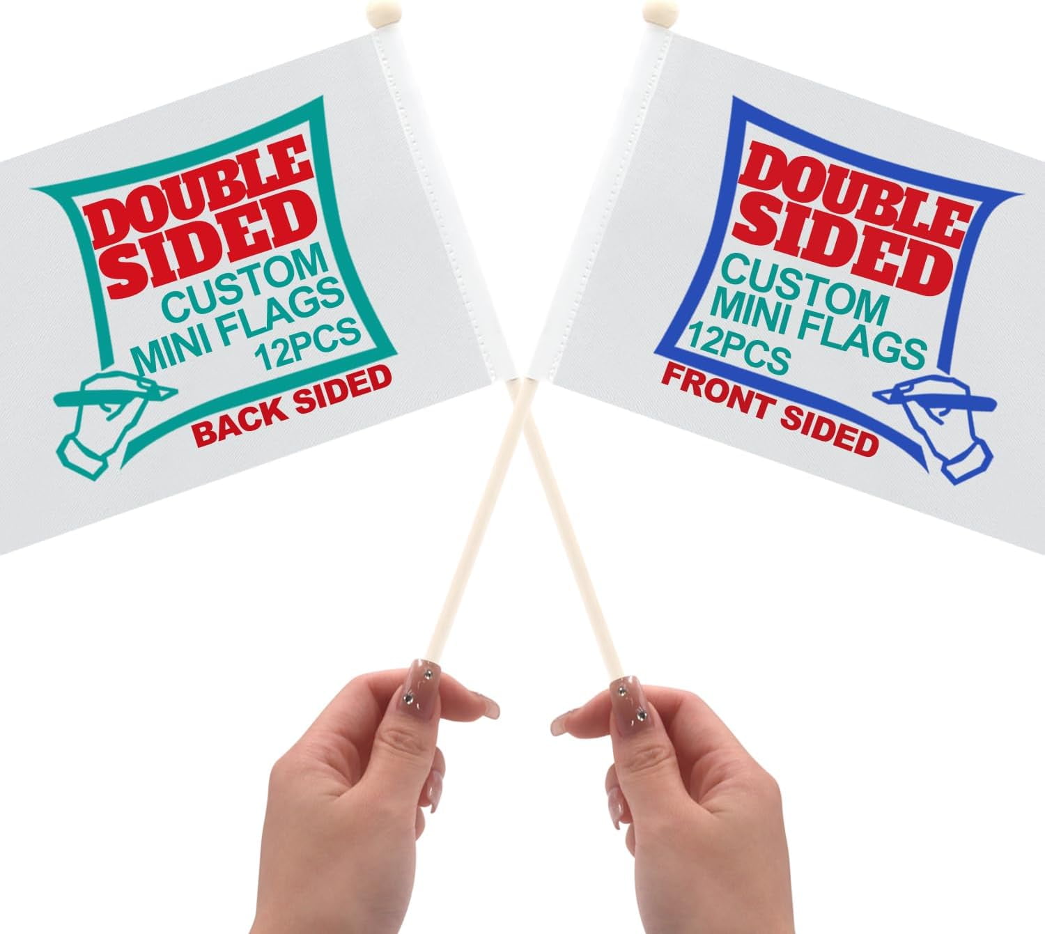 Anley Double Sided Custom Mini Stick Flag 5X8 IN - Fade Proof Printing ...