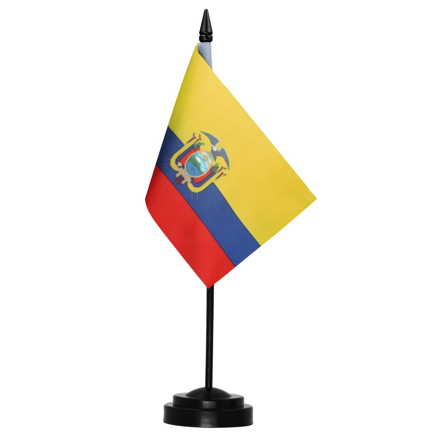 Anley Ecuador Deluxe Desk Flag Set - 6 x 4 Inch Miniature Ecuadorian EC ...