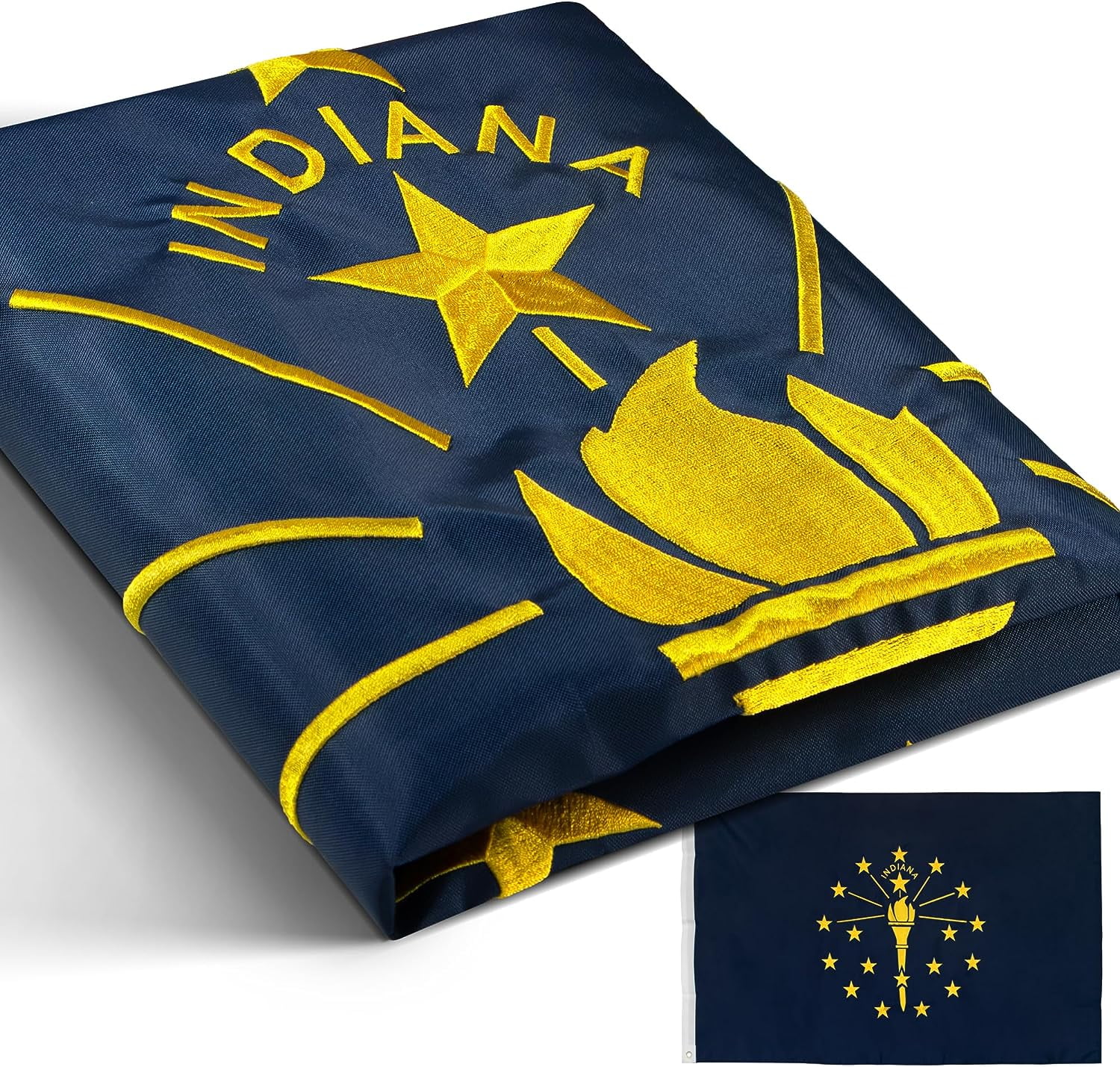 Anley EverStrong Series Embroidered Indiana State Flag 3x5 Ft Heavy ...