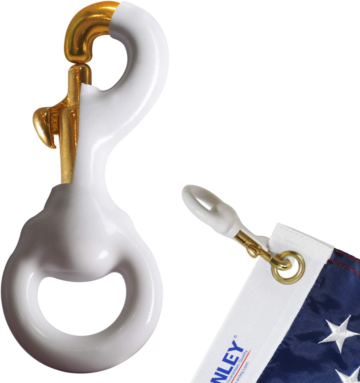 Anley Flag Accessory - White Rubber Coated Brass Swivel Snap Hook ...