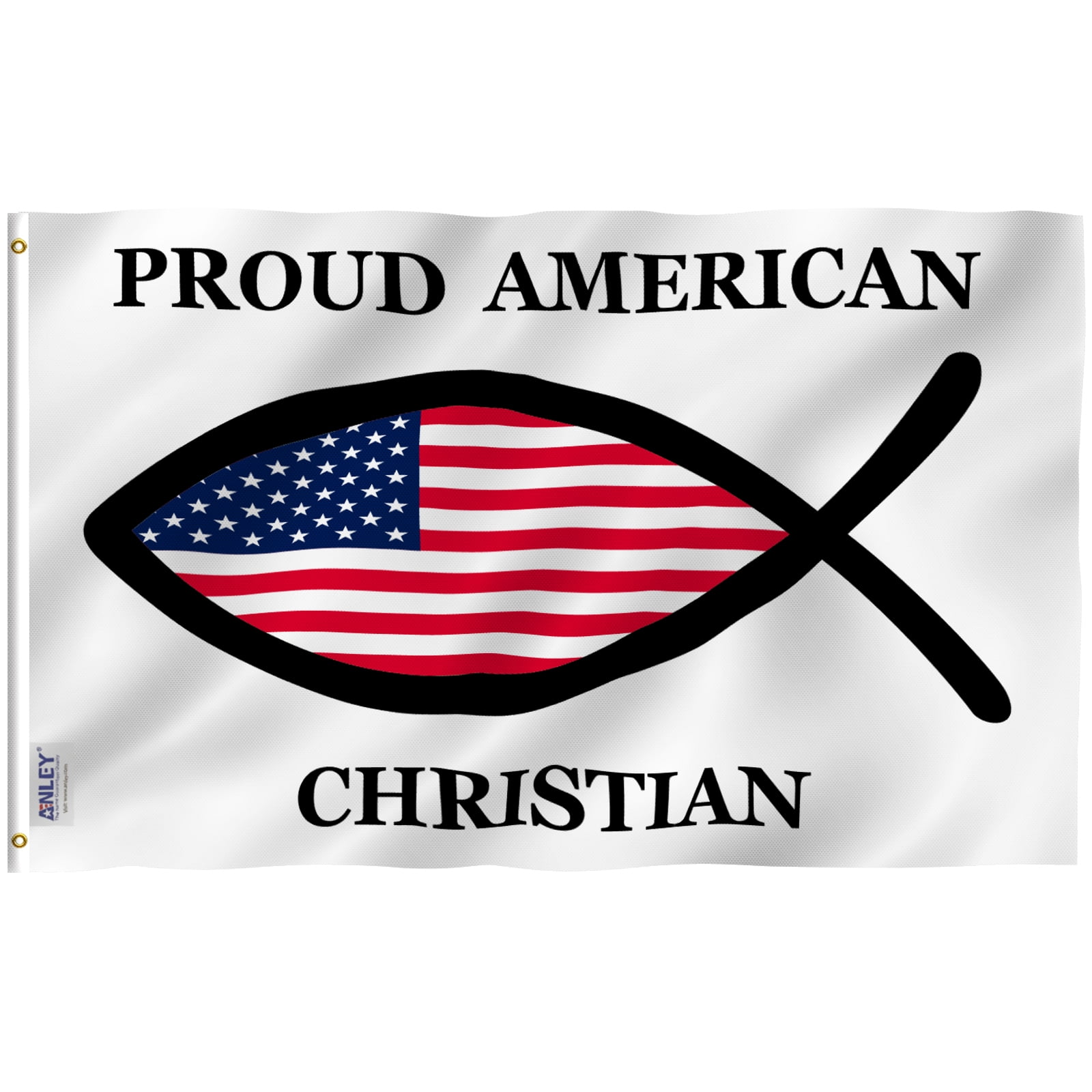 Anley Fly Breeze 3x5 Foot Proud American Christian Fish Flag - Vivid ...