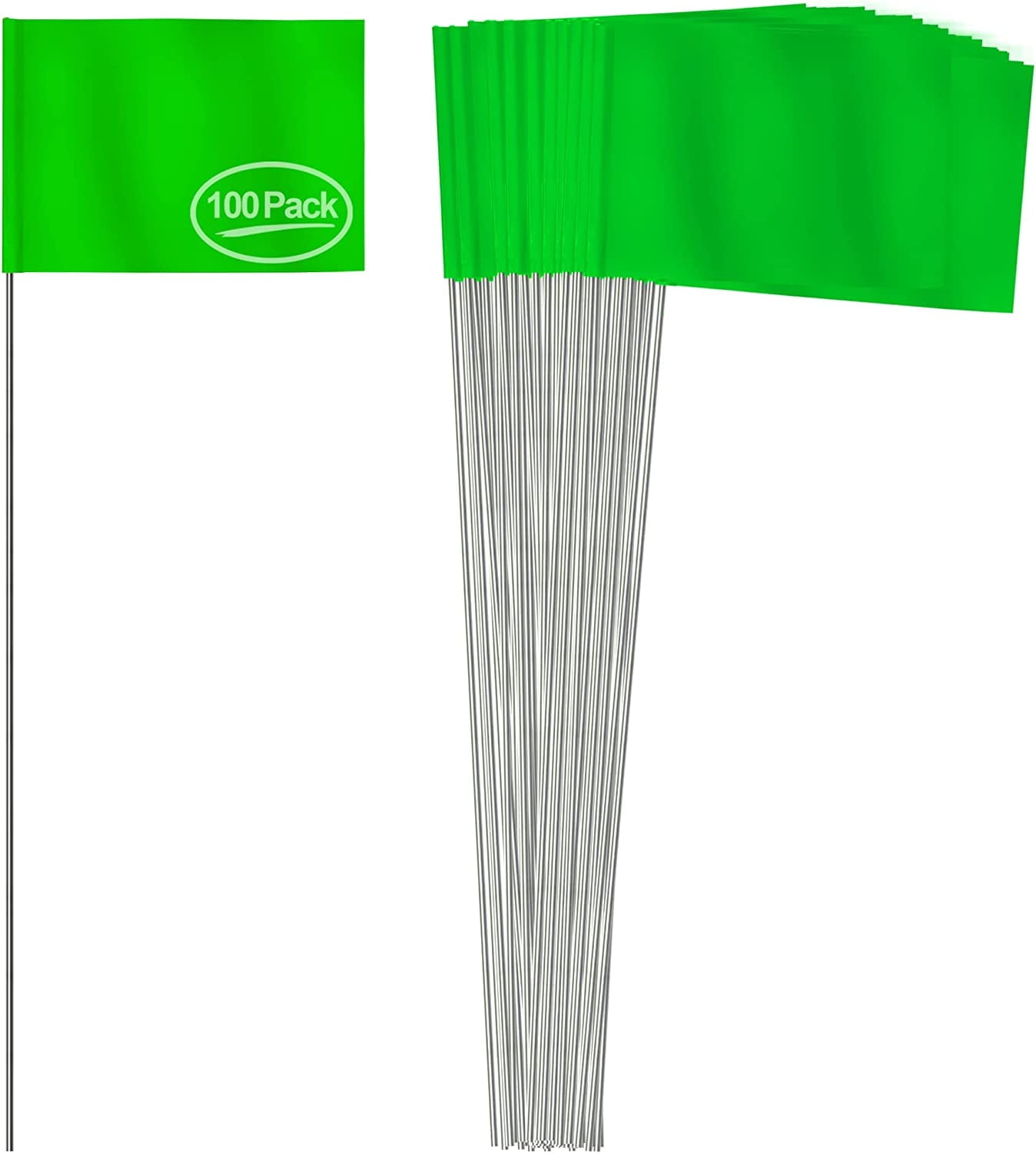 Anley Green Marking Flags 100 Pcs - 4" X 5" Vinyl Irrigation Sprinkler ...