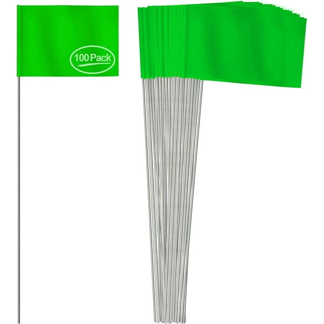 Anley Green Marking Flags 100 Pcs - Vinyl Irrigation Sprinkler Flag - Marker Flags for Lawn ...