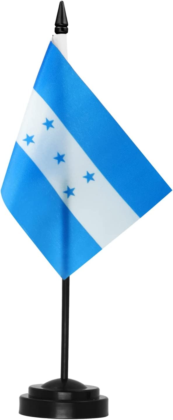 Anley Honduras Deluxe Desk Flag Set - 6 x 4 Inch Miniature Honduran HN ...