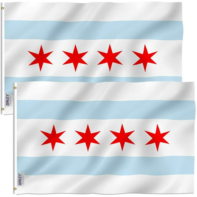 Anley Pack of 2 Fly Breeze 3x5 Foot City of Chicago Flag - Chicago IL ...