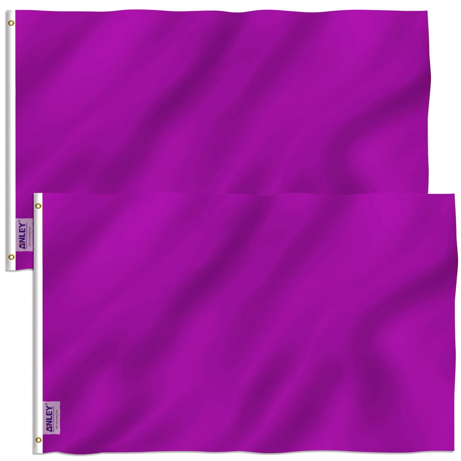 Anley Pack of 2 Fly Breeze 3x5 Foot Solid Purple Flag - Plain Purple ...