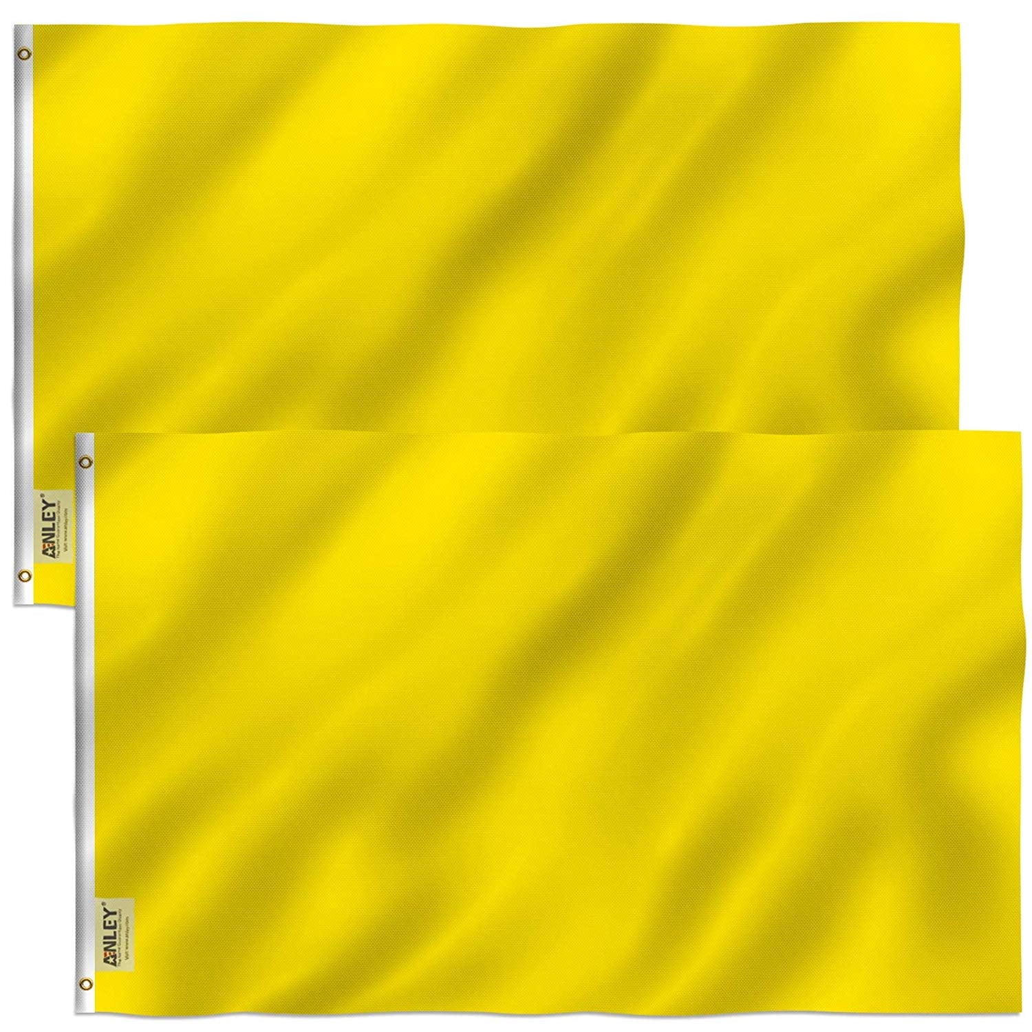 Anley Pack of 2 Fly Breeze 3x5 Foot Solid Yellow Flag - Vivid Color and ...