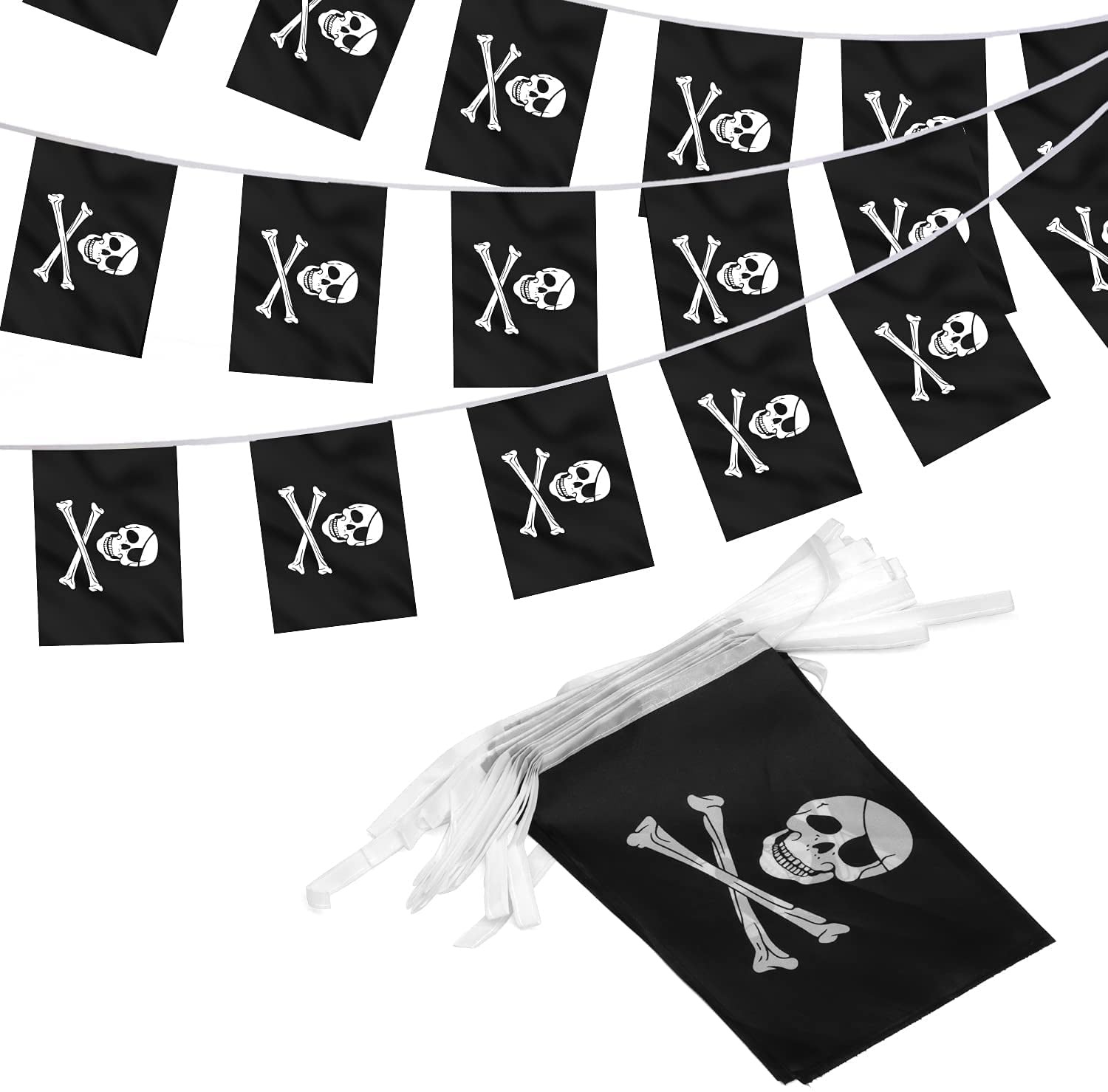 Anley Pirate Flag Jolly Roger String Flag - 33 Feet 32 Flags - Walmart.com