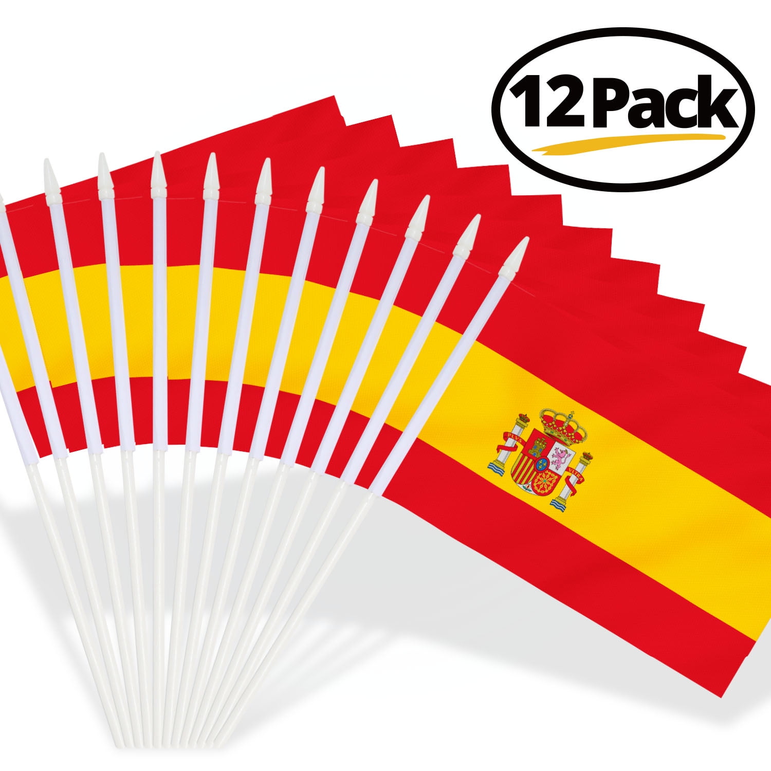 Anley Spain Mini Flag 12 Pack - Hand Held Small Miniature Spanish Flags ...