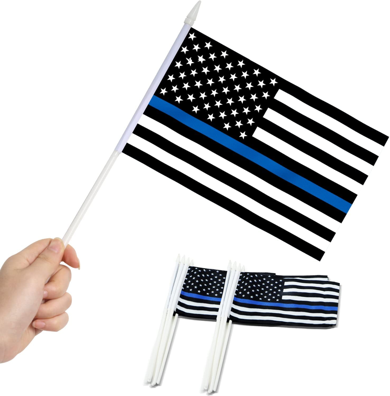 Anley Thin Blue Line USA Mini Flag 12 Pack - Hand Held Honoring Law ...