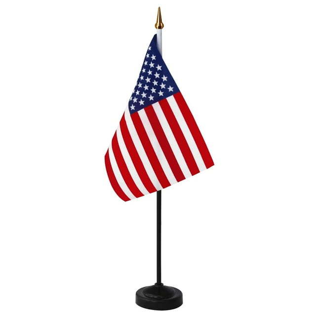 Anley USA Deluxe Desk Flag Set - 8 x 5 inch Miniature American US ...