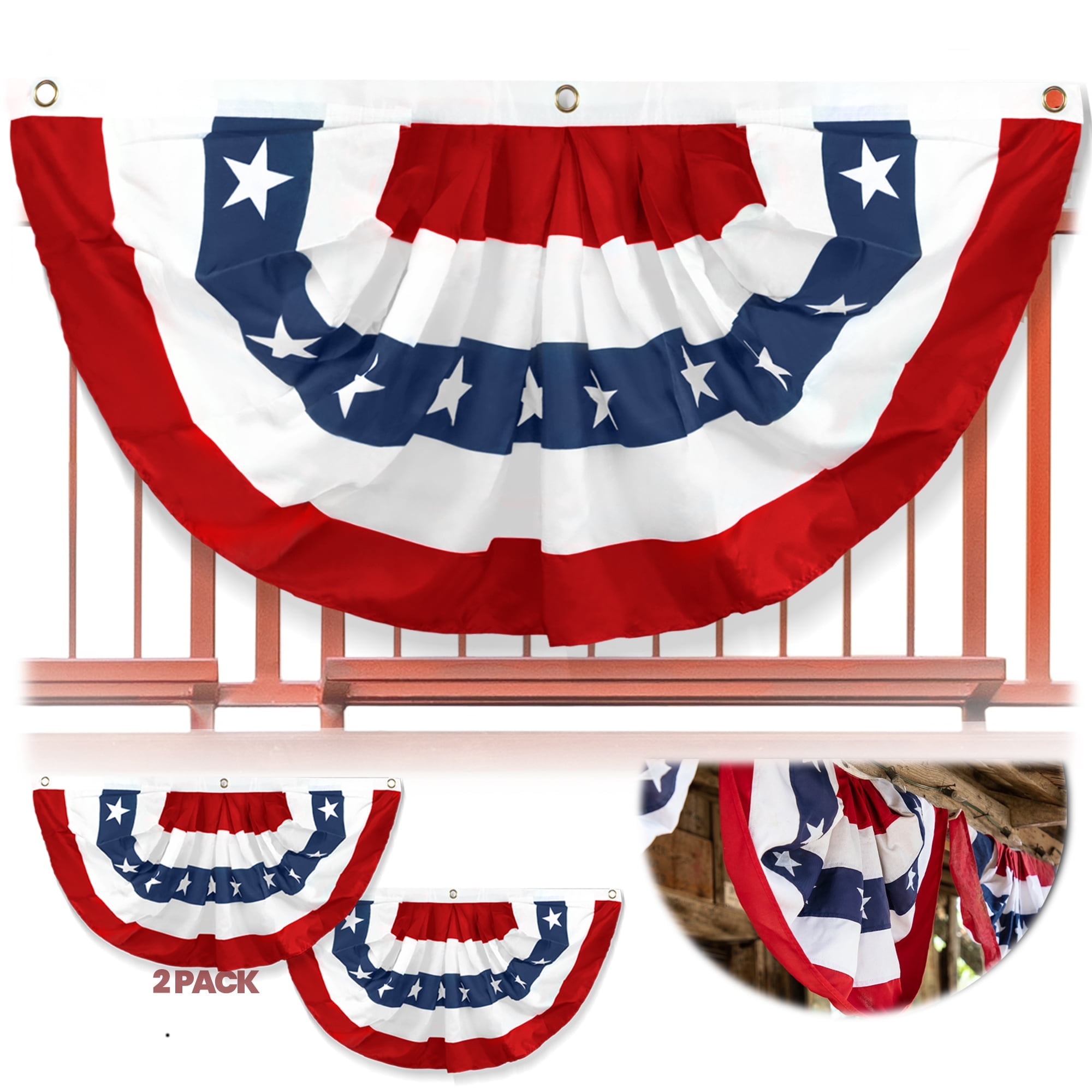 Free Shipping! Anley USA Pleated Fan Flag 3x6 ft Outdoor Patriotic ...