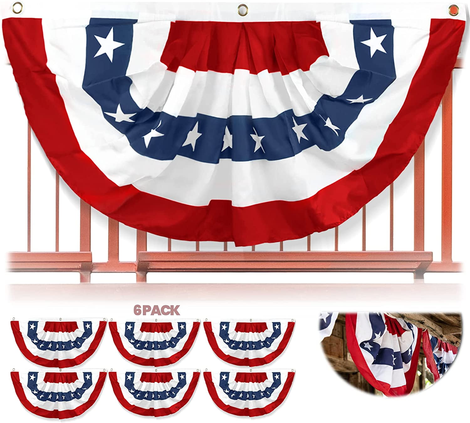 Anley USA Pleated Fan Flag, 3x6 Ft Patriotic Bunting Flag Pack for ...