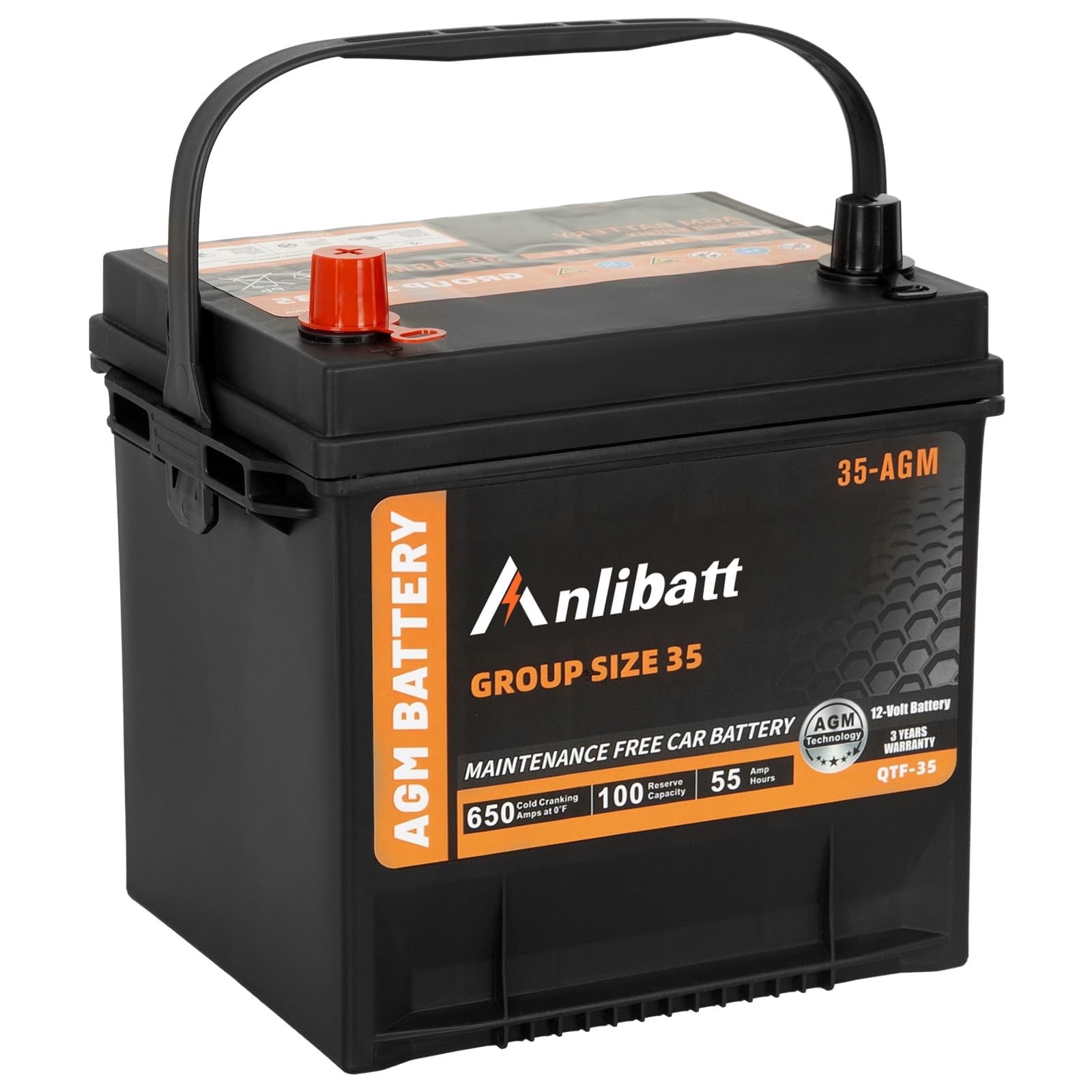 Anlibatt BCI Group 35 Battery, AGM 12 Volt 650 CCA 55Ah 100RC ...