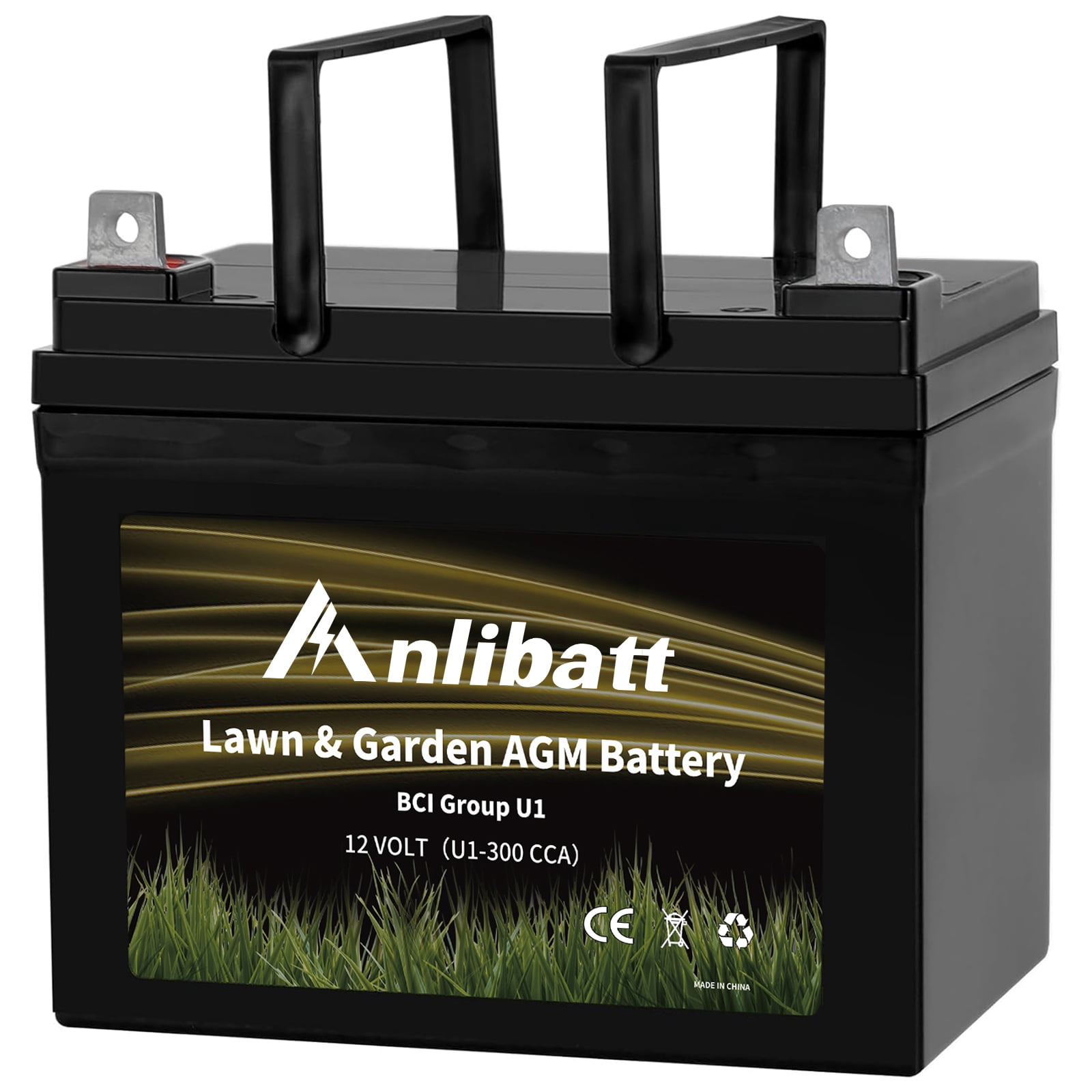 Anlibatt Lawn and Garden AGM Battery, Group Size U1 12 Volt, 300 CCA 28 ...
