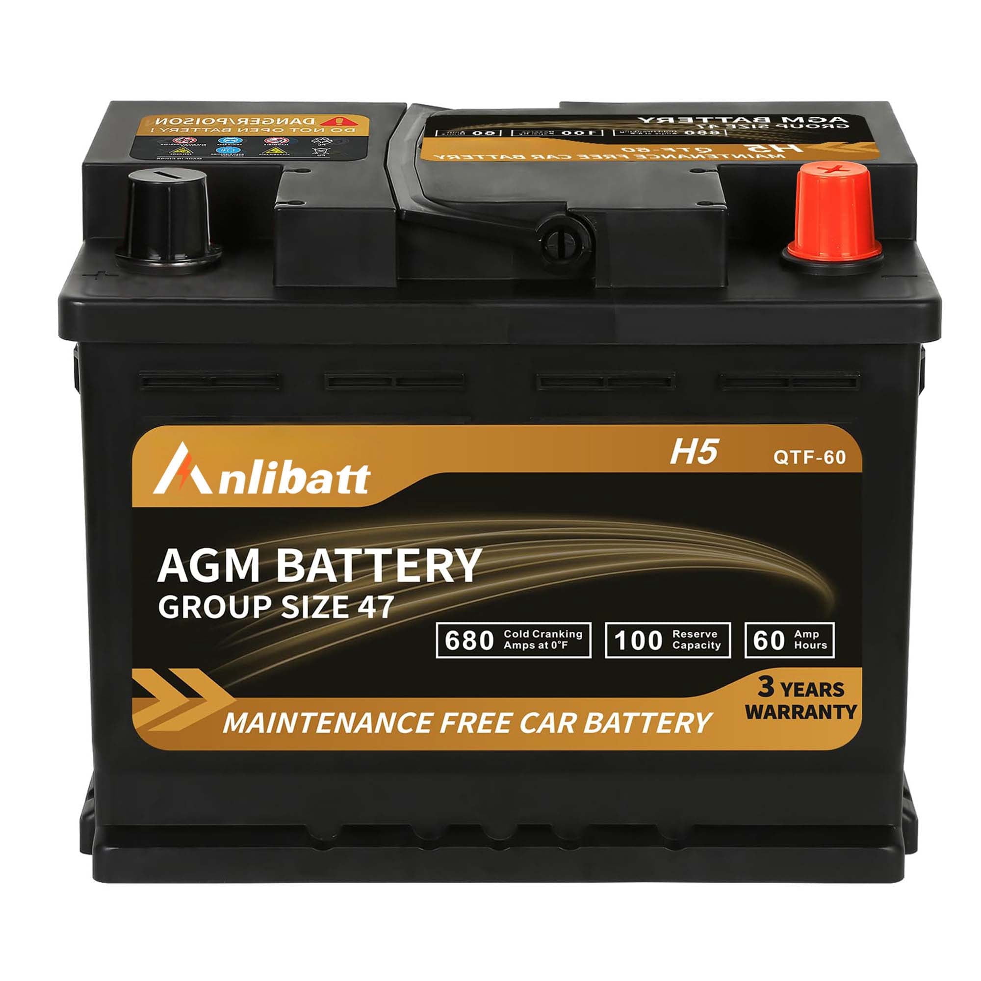 Anlibatt Platinum AGM Group 47 Battery, 12 Volt Rechargeable Automotive ...