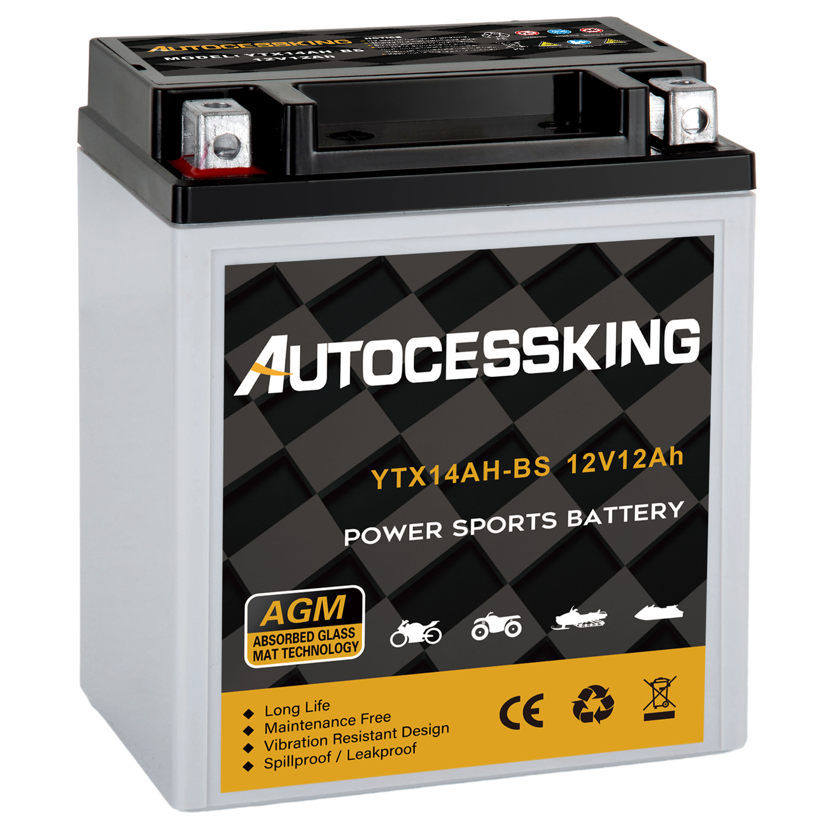 EverStart Premium AGM Power Sport Battery, Group Size TX10S 12 Volt ...