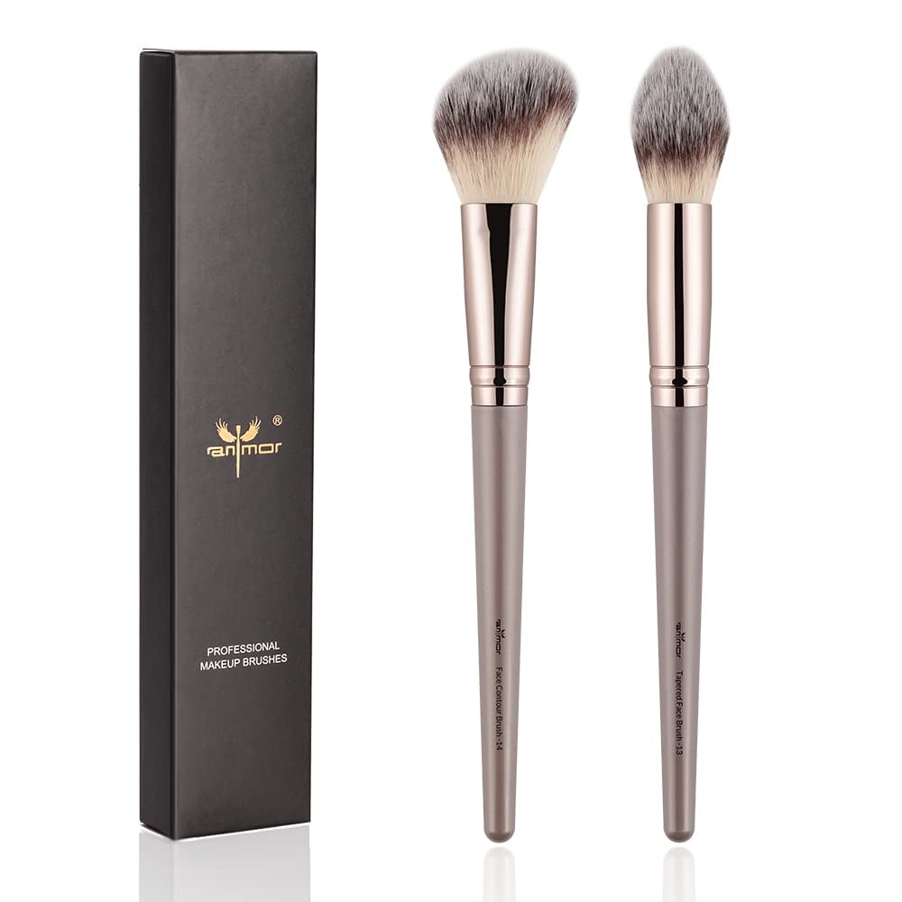 Anmor Contour and Highlighter SSF20 Brush Set, Premium Blush Bronzer ...