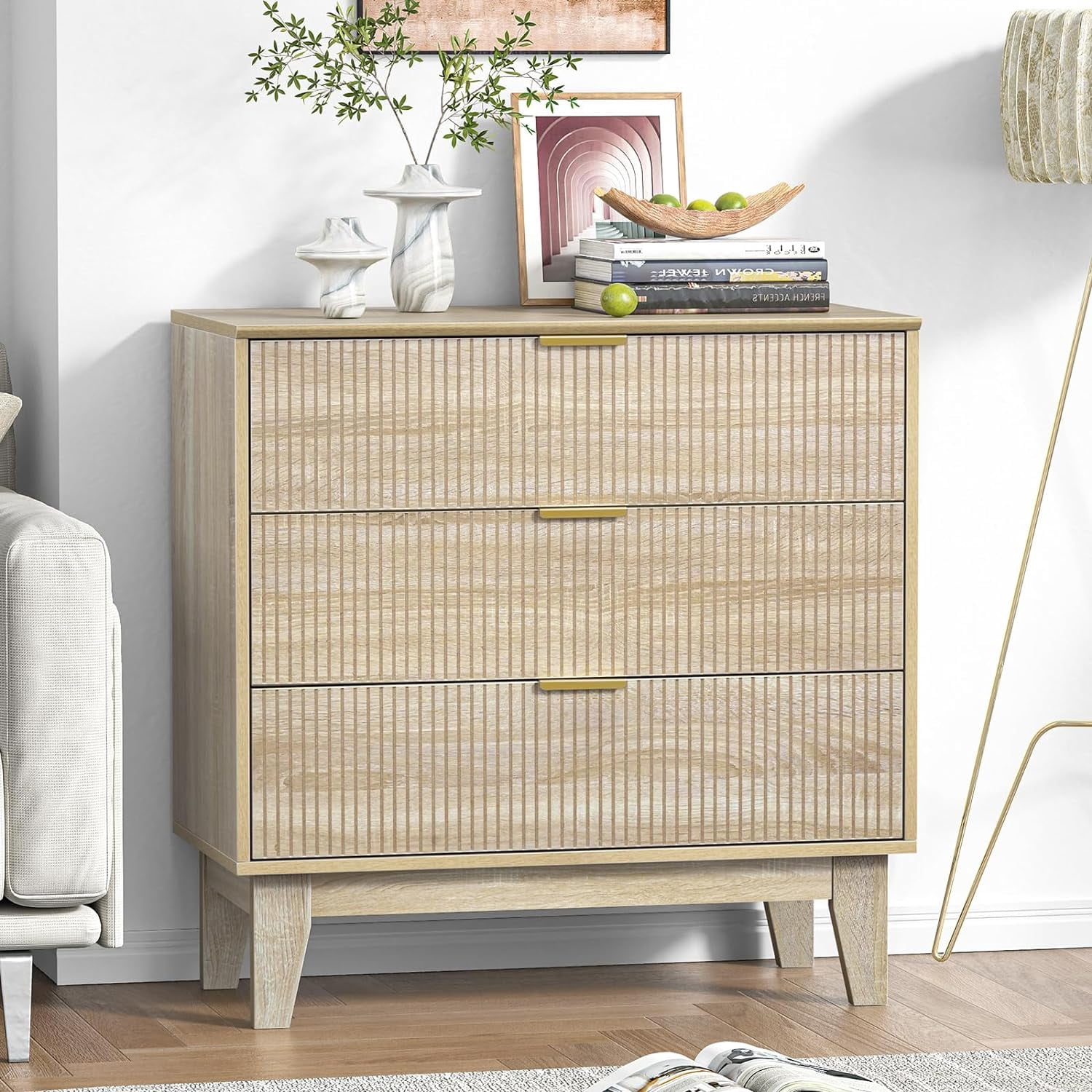Anmytek 3 Drawer Dresser for Bedroom, Modern Closet Dressers Chest of ...