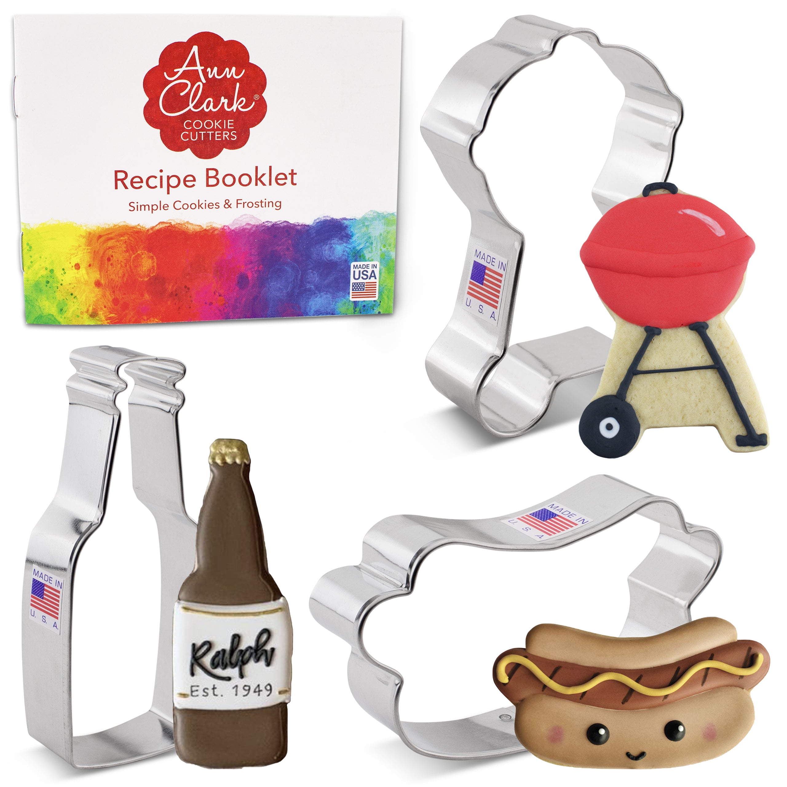 Ann Clark BBQ/Father's Day Cookie Cutter Set, 3-Piece, Made in USA ...