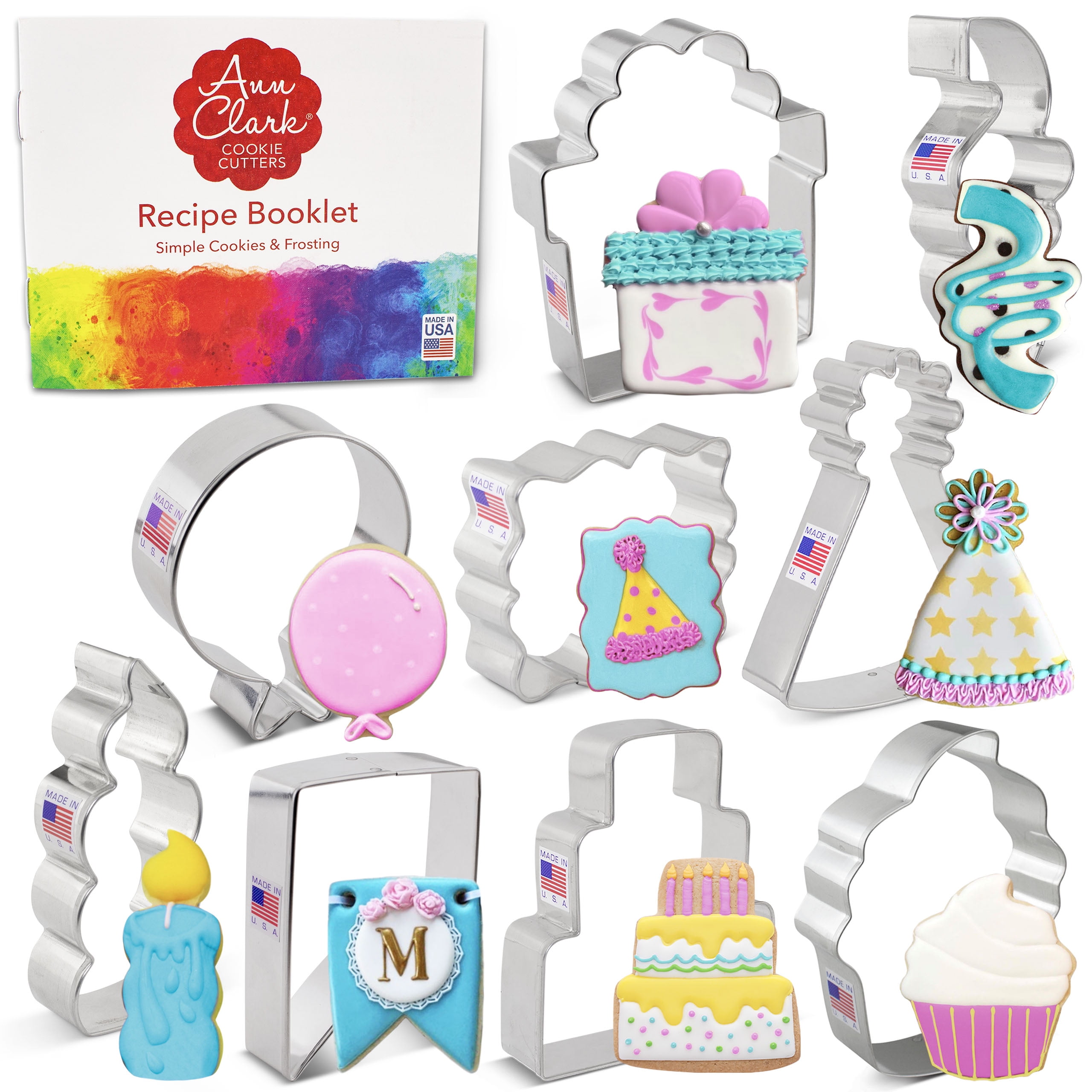 Ann Clark Birthday Cookie Cutter Set, 9-Piece, Made in USA - Walmart.com