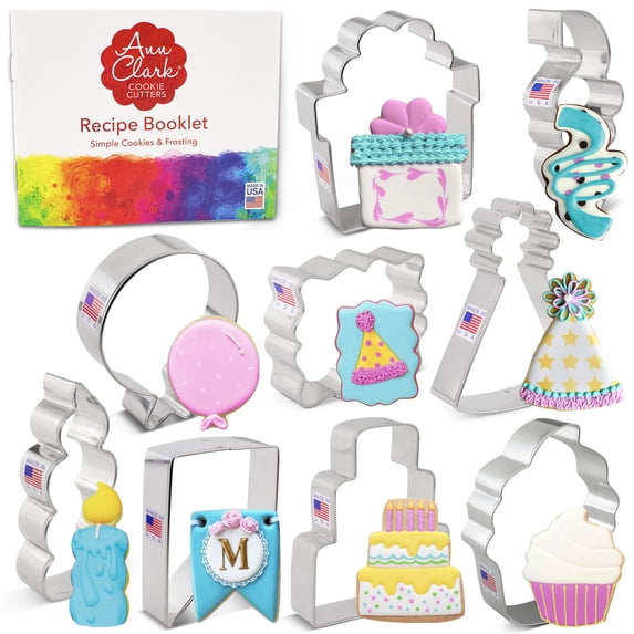 Ann Clark Birthday Cookie Cutter Set, 9-Piece, Made in USA - Walmart.com